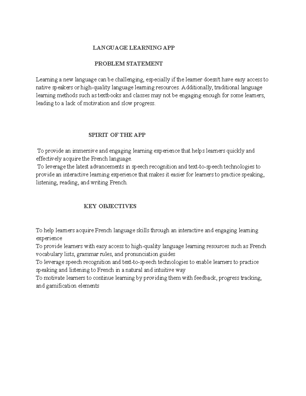 HCI - useful stuff - LANGUAGE LEARNING APP PROBLEM STATEMENT Learning a ...