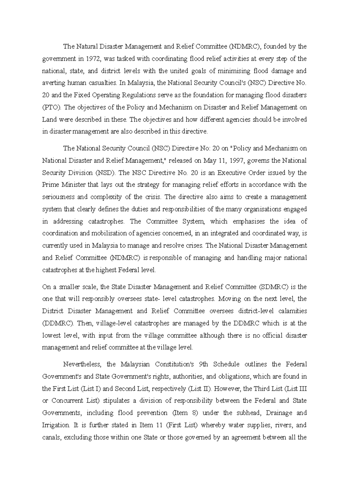 Flood Legislations - Project 2 Written Assignment of Legal Method - The ...