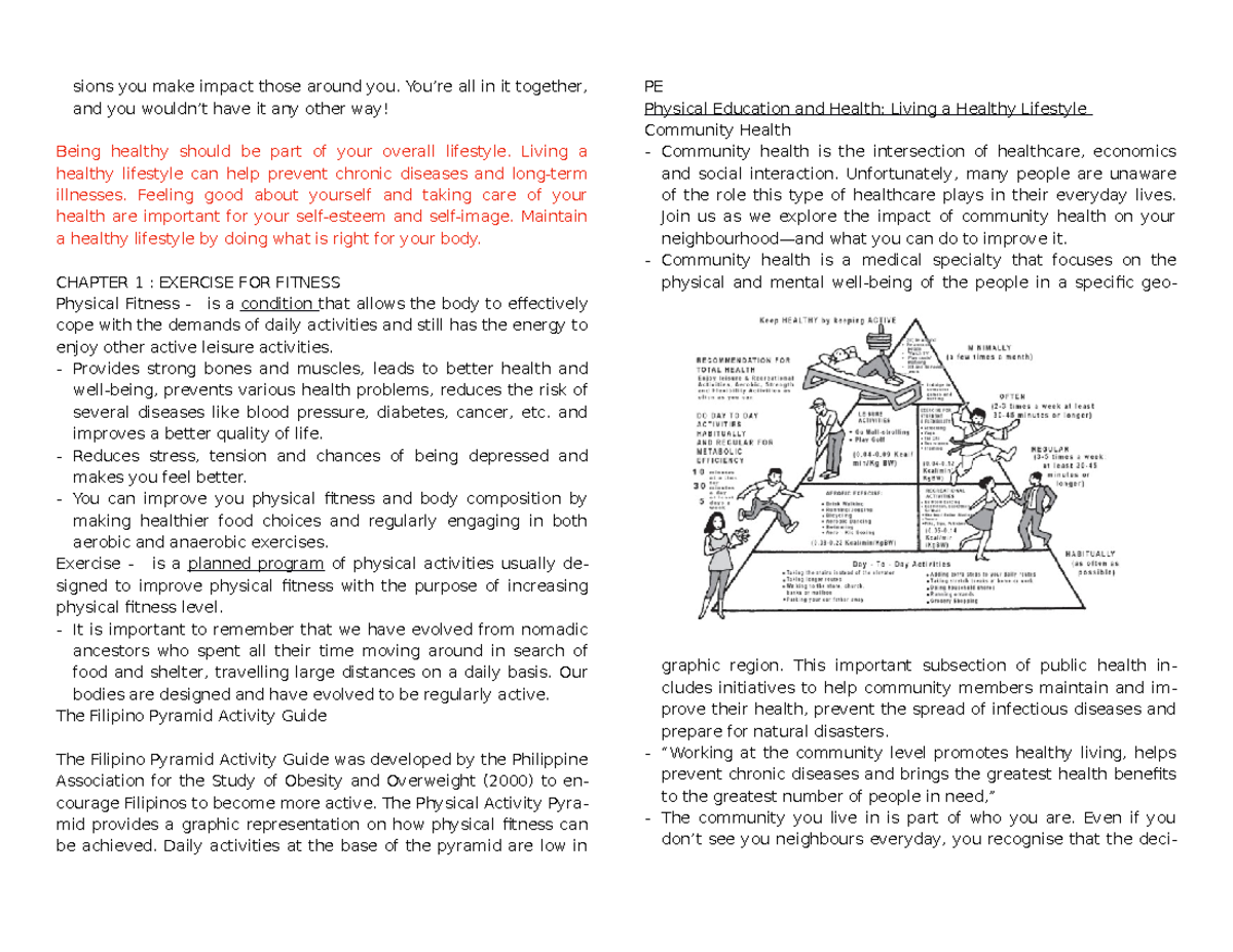 PHYSICAL EDUCATION - NOTES - PE Physical Education and Health: Living a ...
