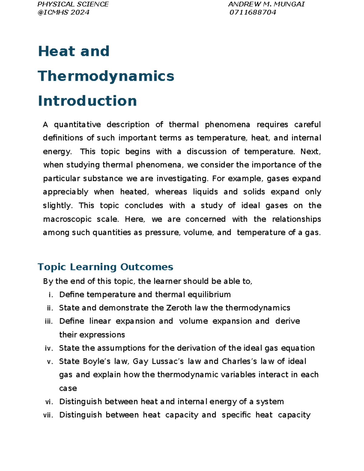 HEAT & Thermodynamics - Physical science topic summary - @ICMHS 2024 ...