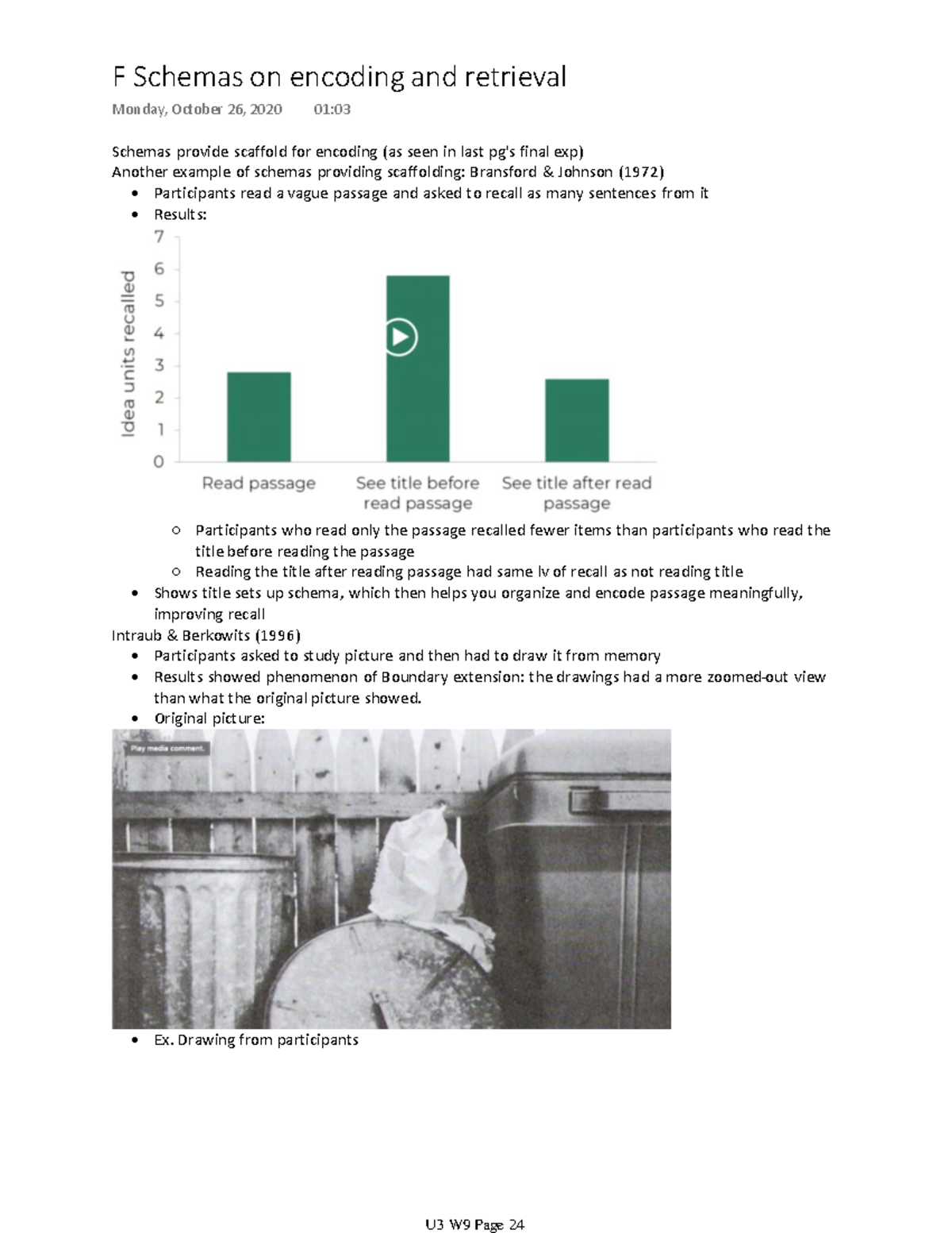 Unit 3 Encoding and Retrieval - Schemas provide scaffold for encoding ...
