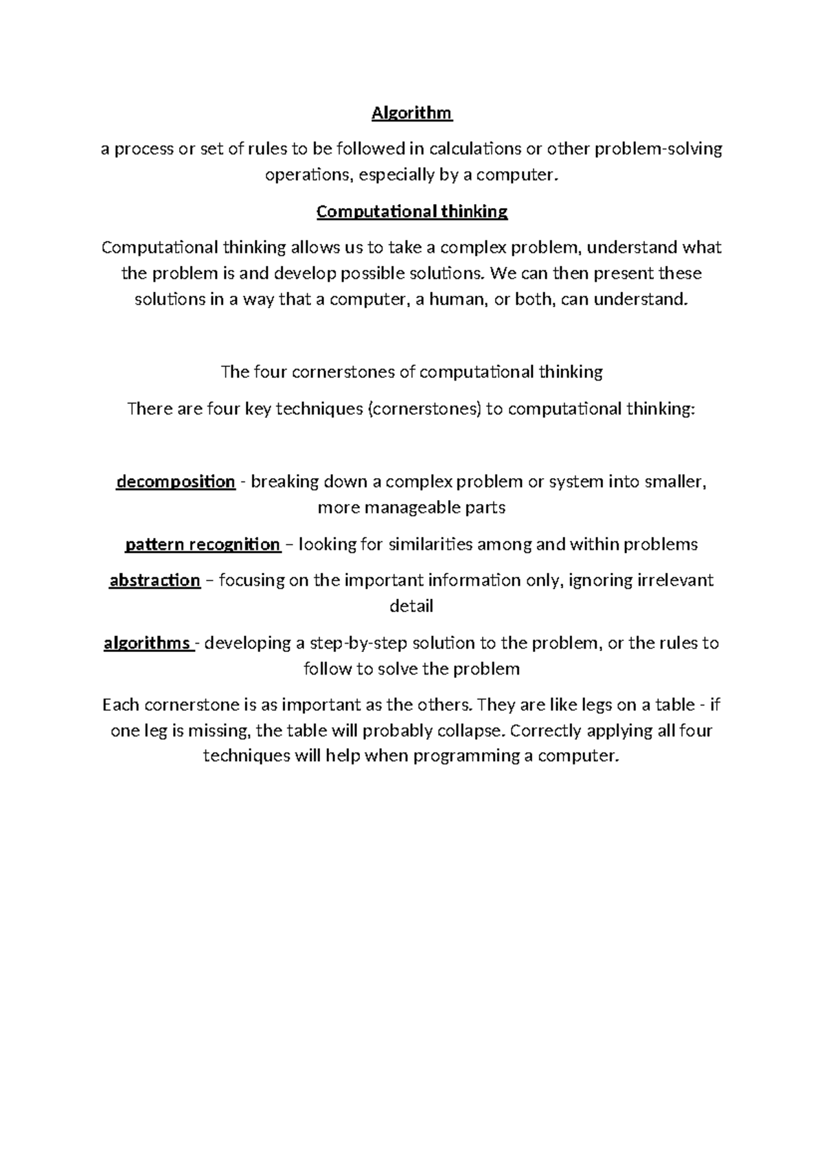 Algorithm - essay - Algorithm a process or set of rules to be followed ...
