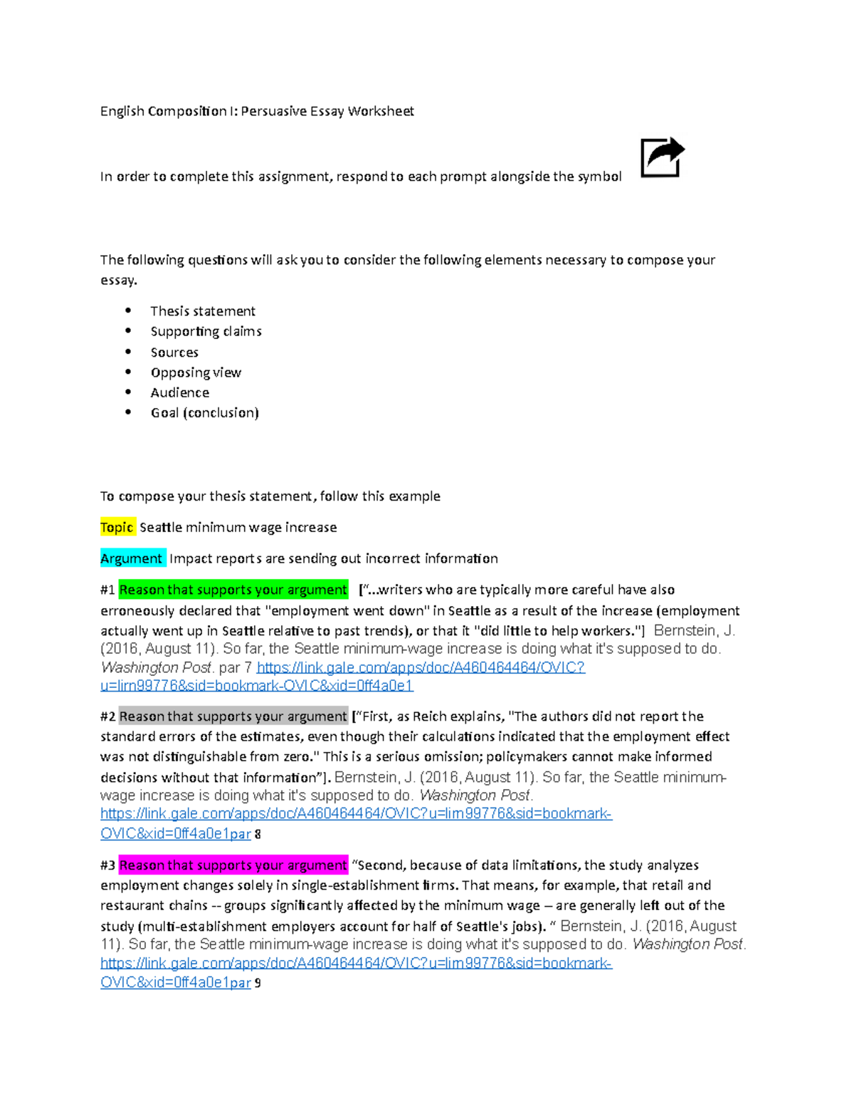 Writing Plan for Persuasive Essay - English Composition I: Persuasive ...