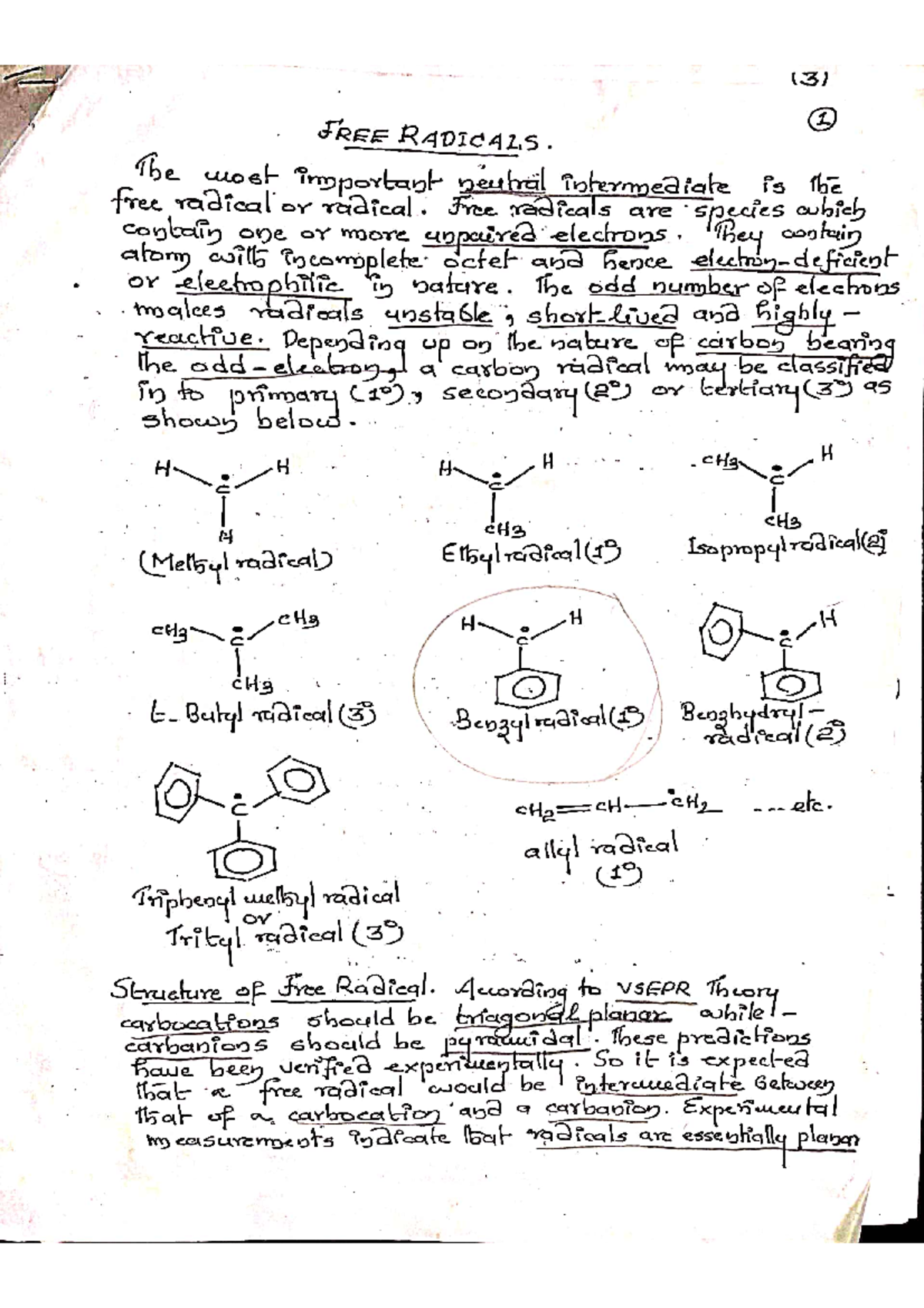 Free radicals ,carbenes, nitrenes - Organic Chemistry III - Studocu