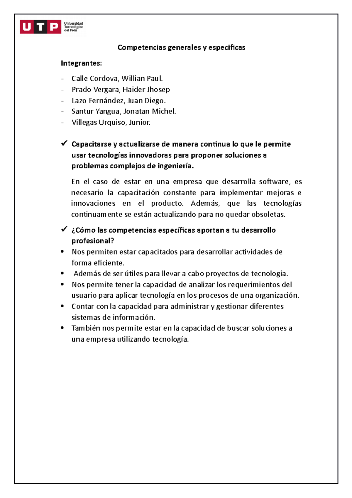 Competencias generales y especificas - Competencias generales y ...