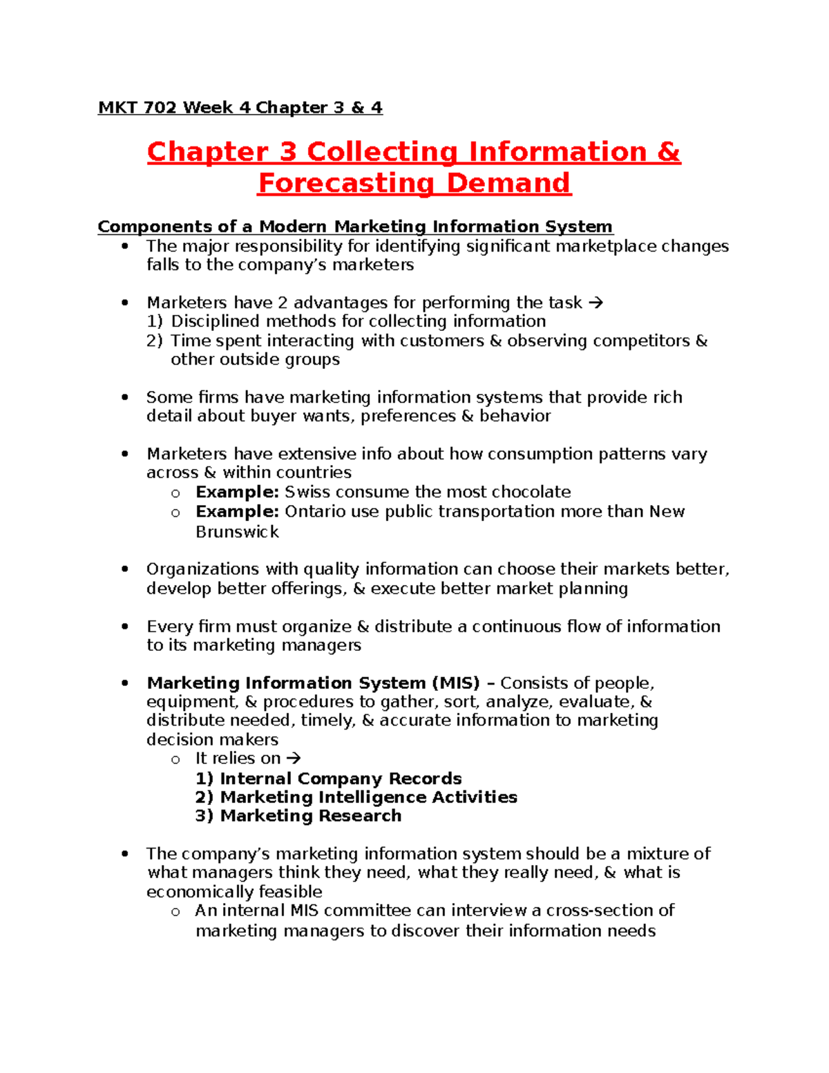 MKT 702 Week 4 Chapter 3 & 4 Powerpoint - MKT 702 Week 4 Chapter 3 & 4 Chapter 3 Collecting ...
