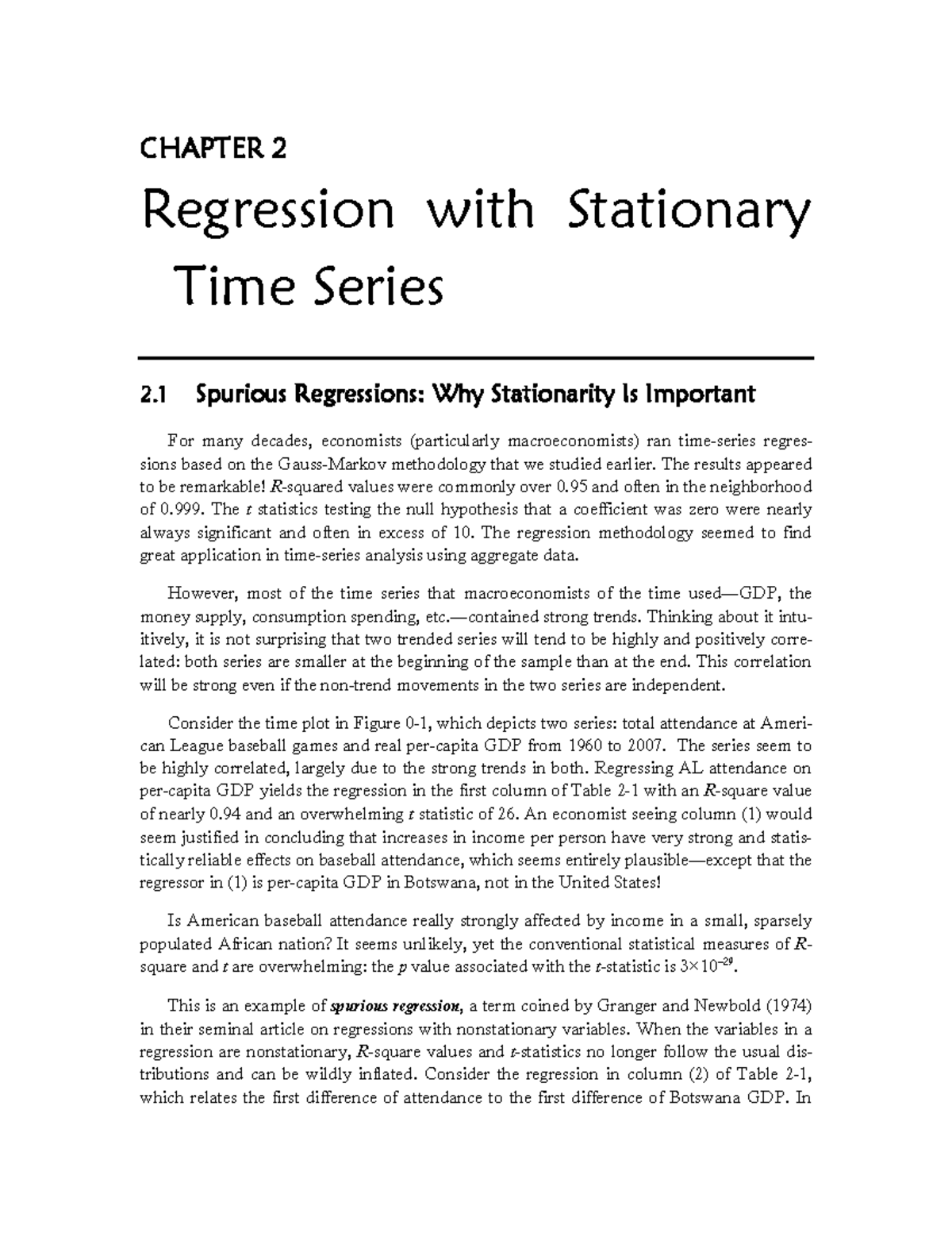 Time Series And Stationary Data Chapter 2 Regression With Stationary