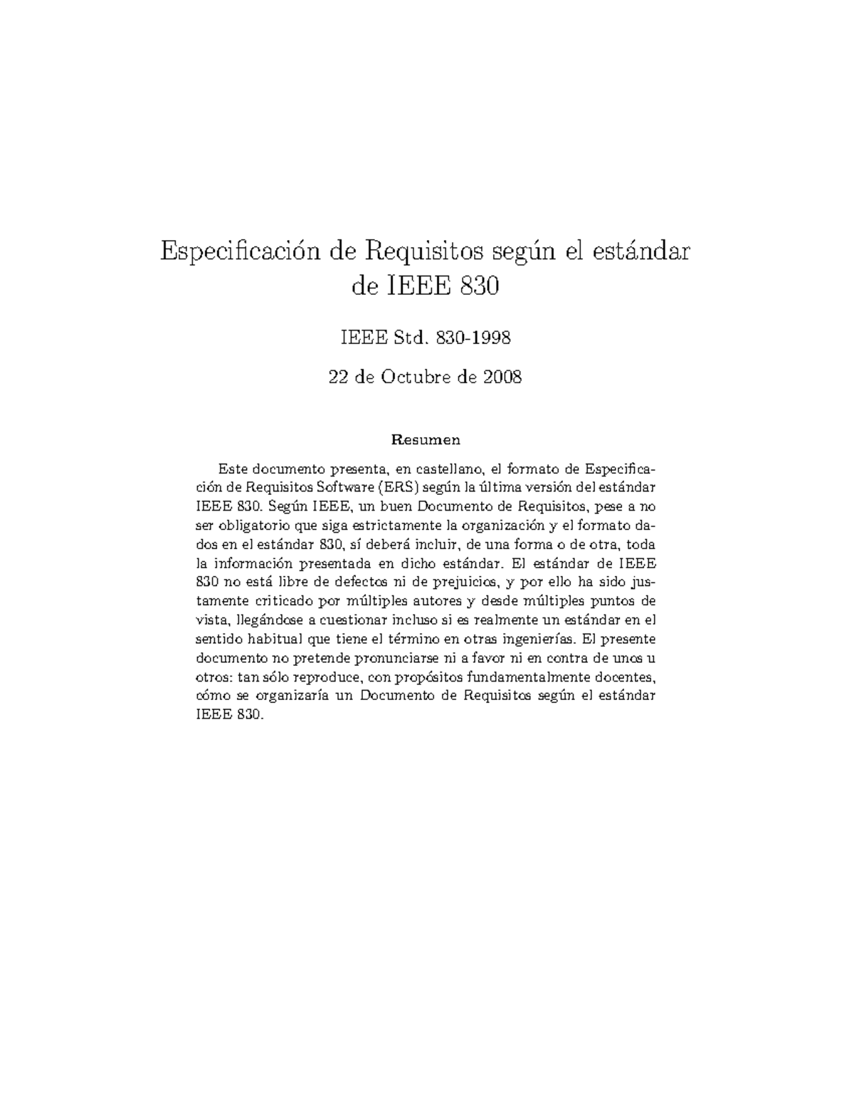 Ieee830 - Norma 830 - Especificaci ́on de Requisitos seg ́un el est ...