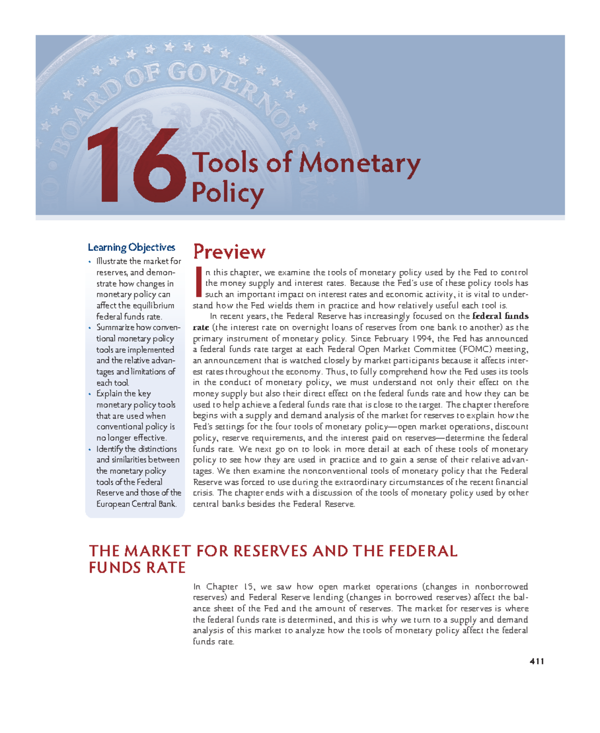 Chapter 16 Tools of Monetary Policy - Learning Objectives Illustrate ...
