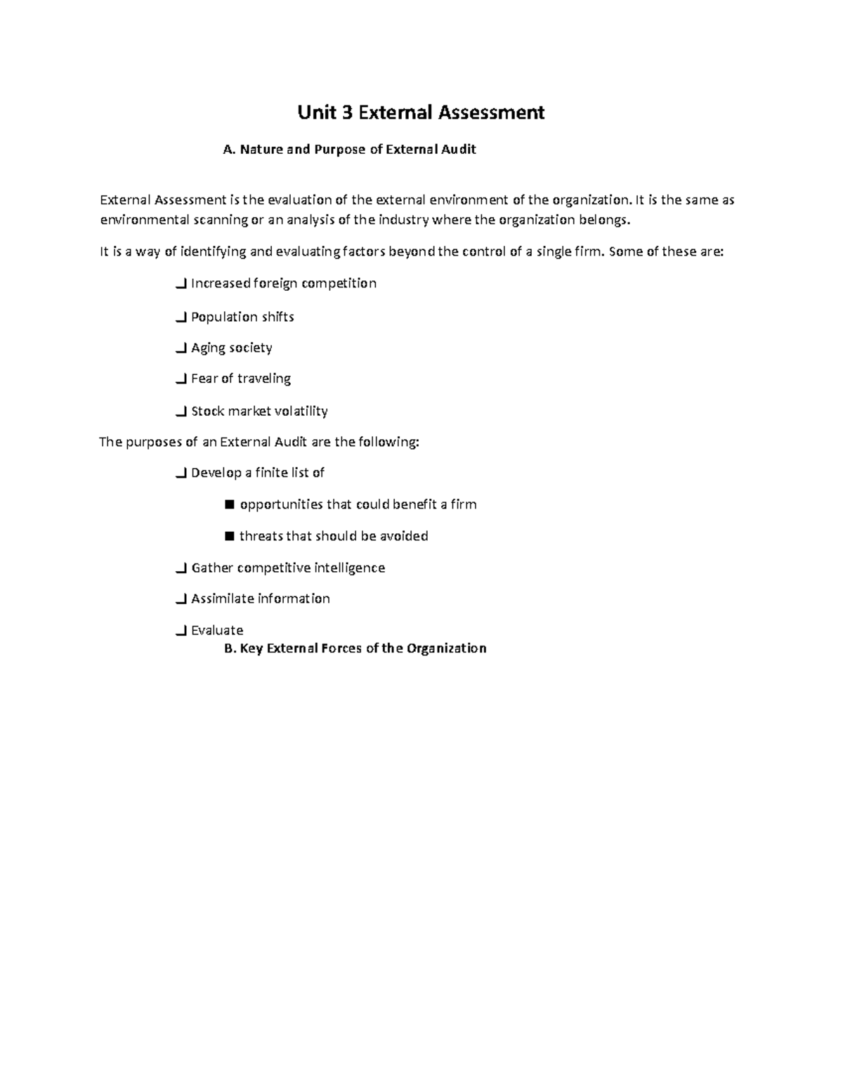 Unit 3 Extern a l Assessment - Nature and Purpose of External Audit ...