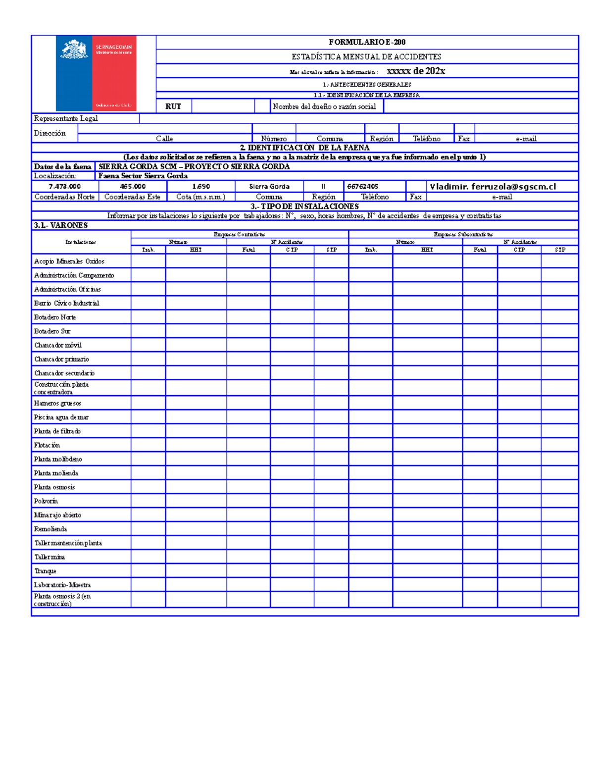 Formulario E-200 Simin 2.0. Rev. 08 (6442) - FORMULARIO E- ESTADÍSTICA ...