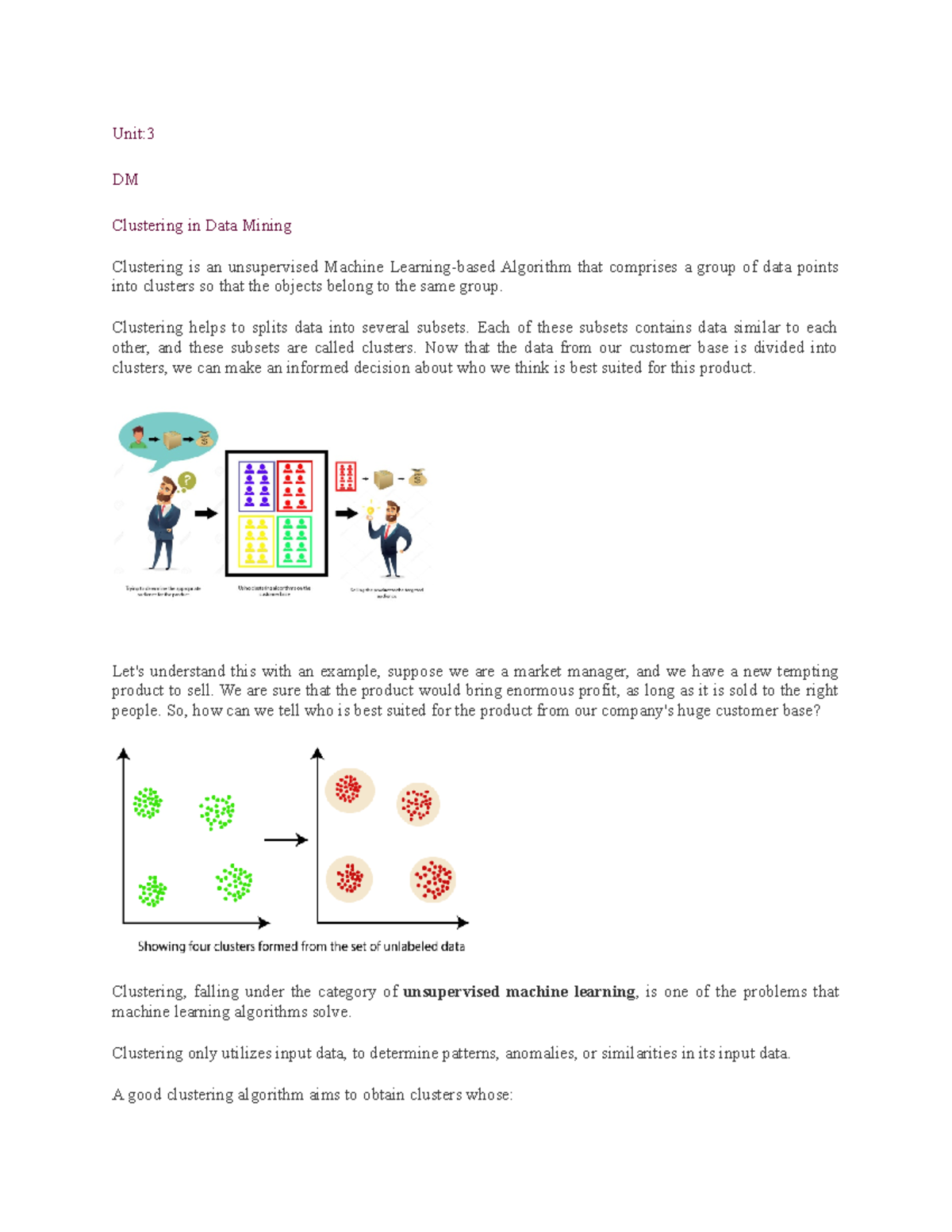 Unit -3 Intro DMW - 2022 - Unit: DM Clustering in Data Mining ...