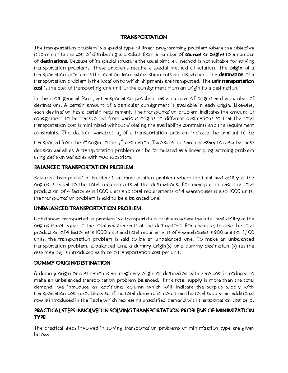 Transportation - Because of its special structure the usual simplex ...