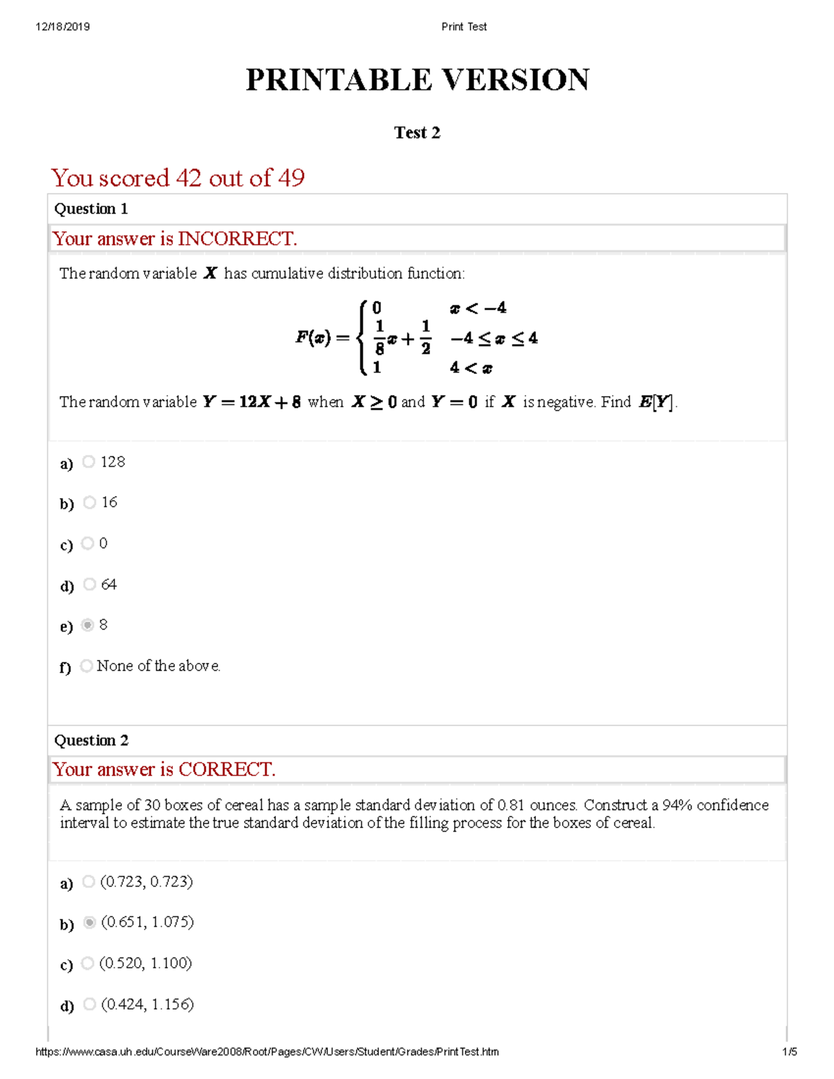 2019 test 2 - test 2 - PRINTABLE VERSION Test 2 You scored 42 out of 49 ...