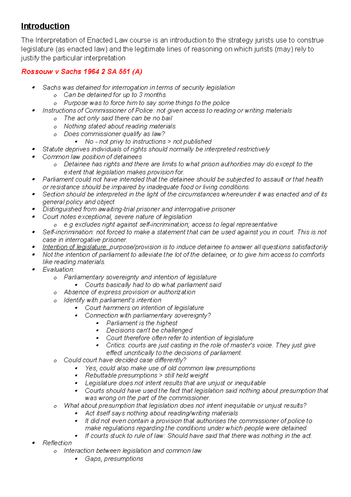 Lecture notes - Introduction The Interpretation of Enacted Law course ...
