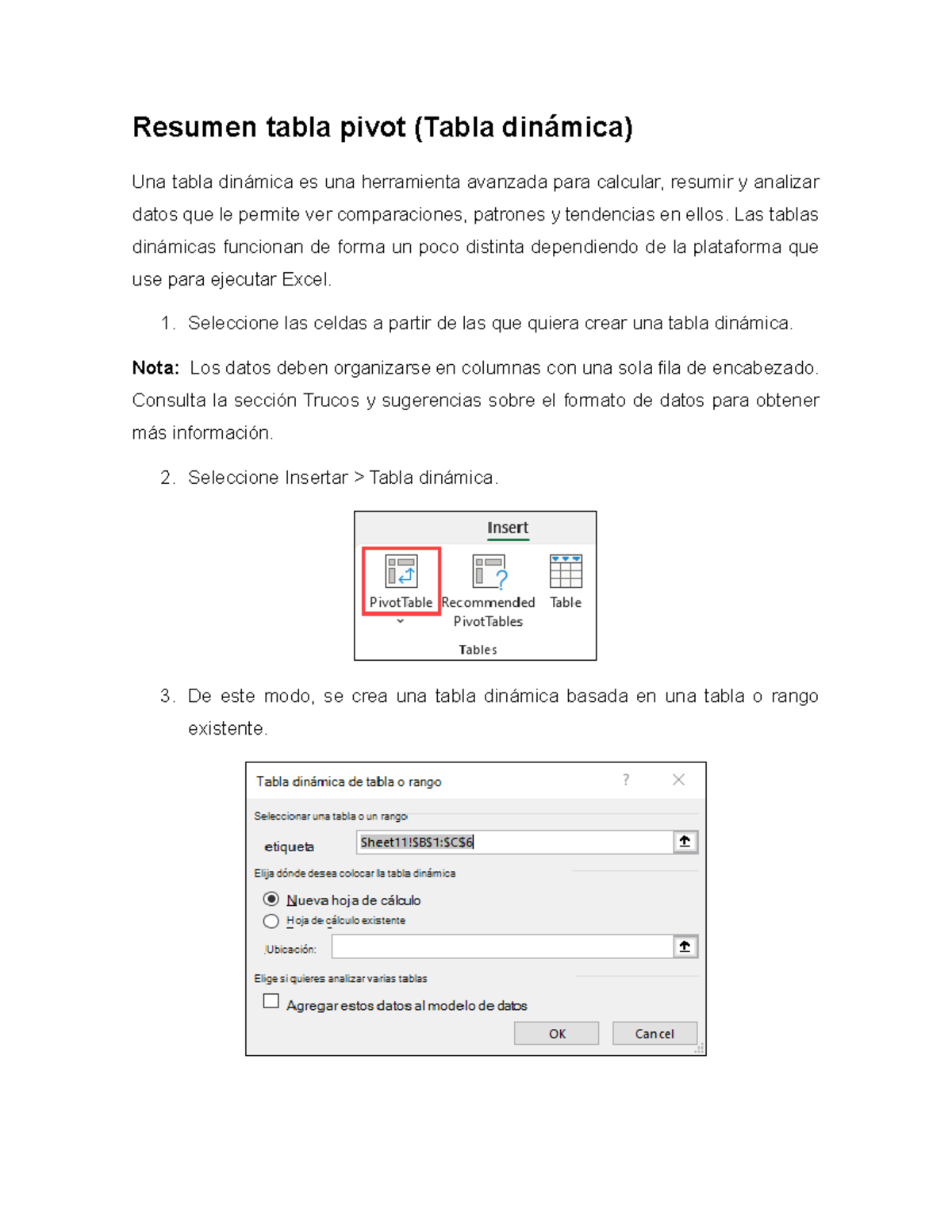 Resumen tabla pivot - Las tablas dinámicas funcionan de forma un poco ...