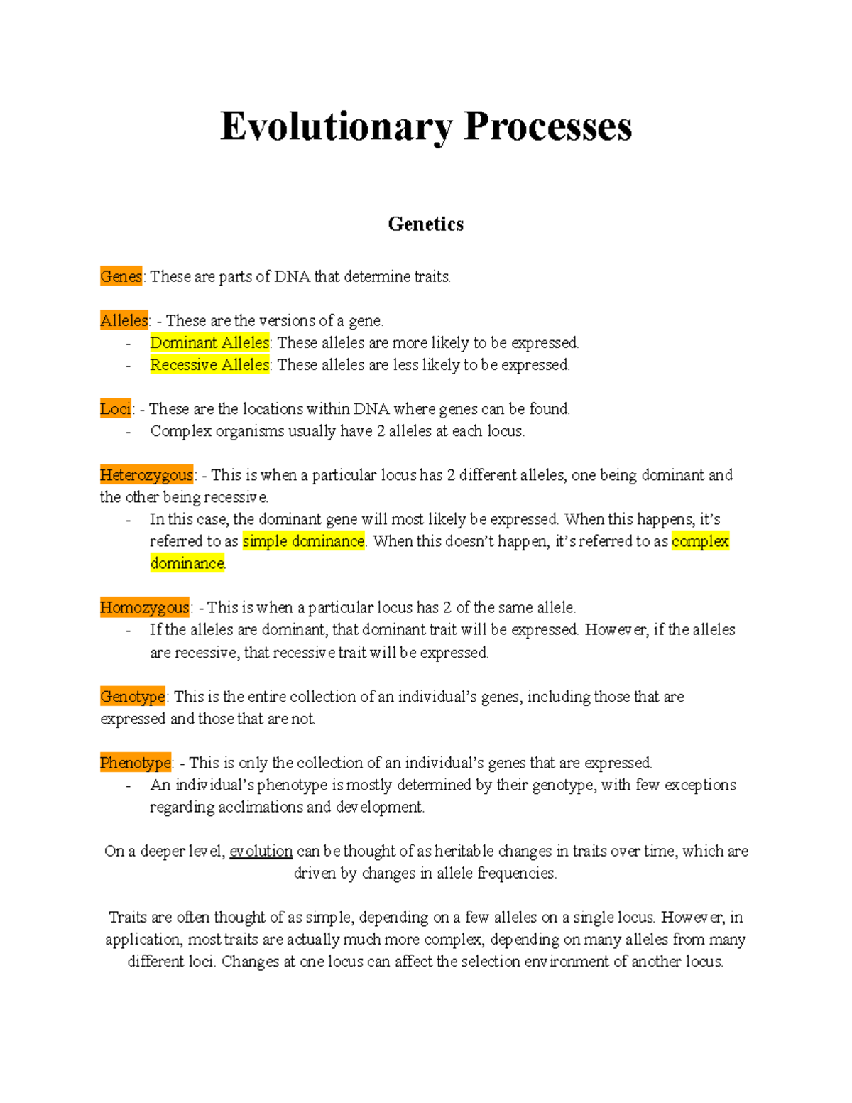 Biology 1M03 - Unit 2 (Evolutionary Processes) - Evolutionary Processes ...