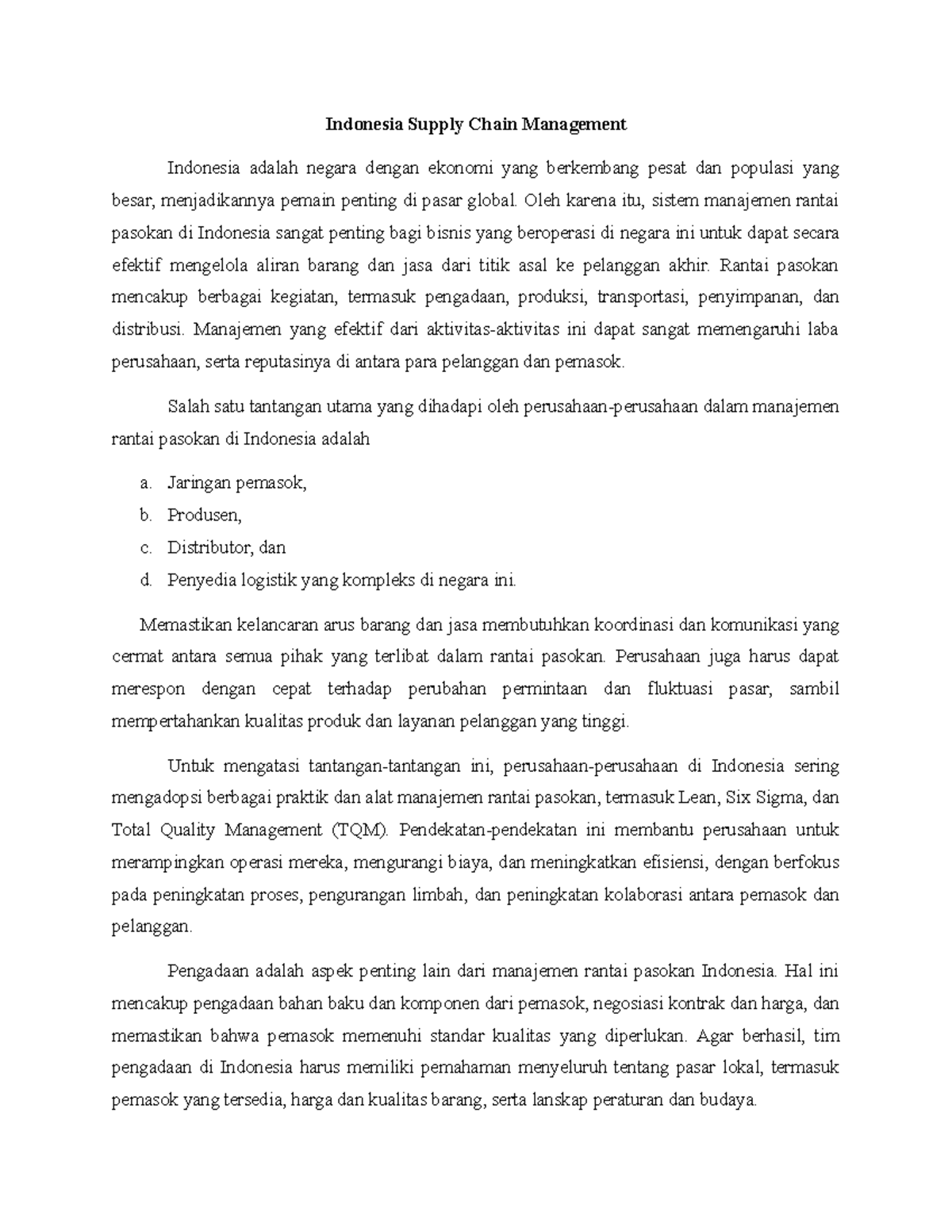 Indonesia Supply Chain Management - Indonesia Supply Chain Management ...