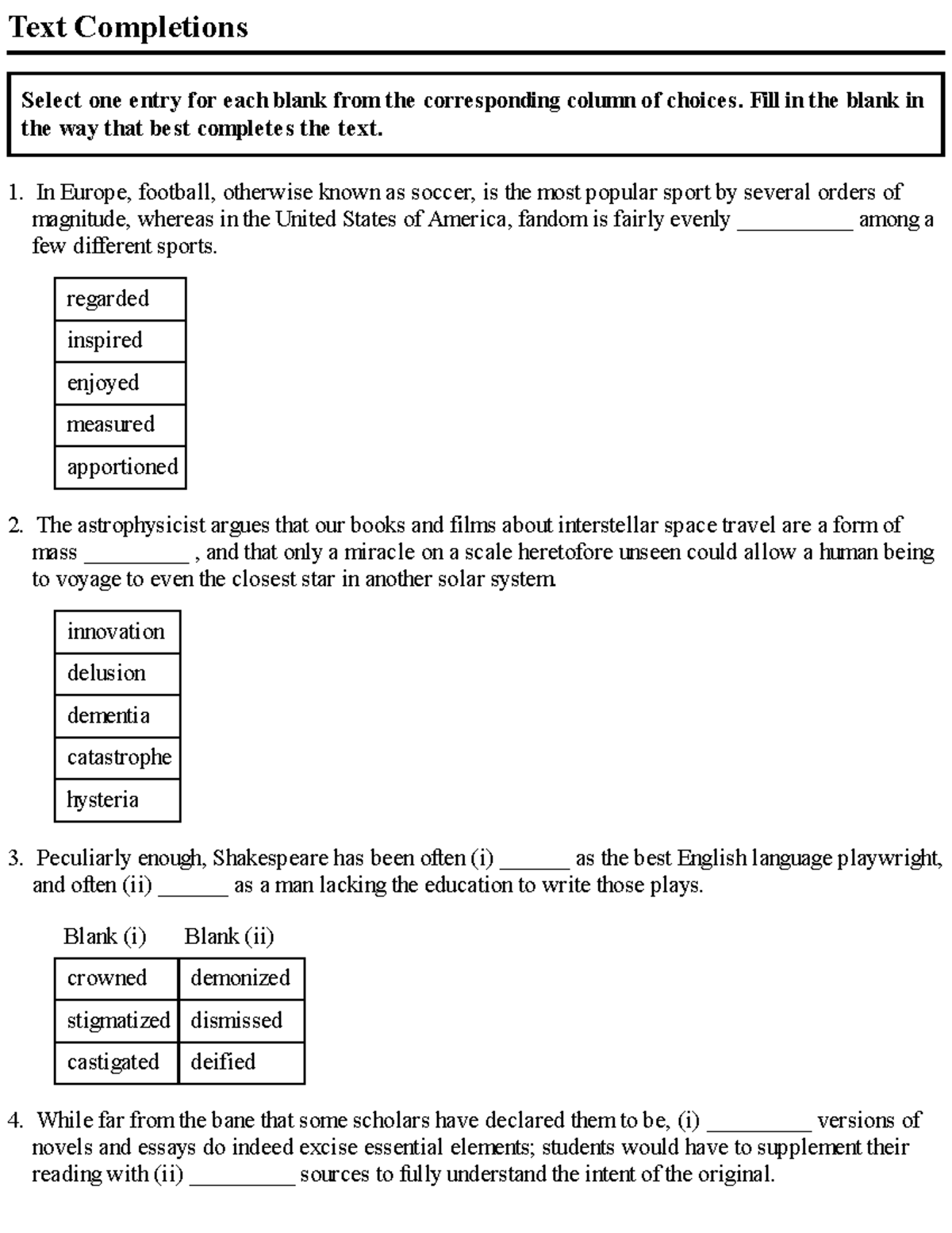 V1-Text Completions - GRE TEST - Text Completions Select one entry for ...