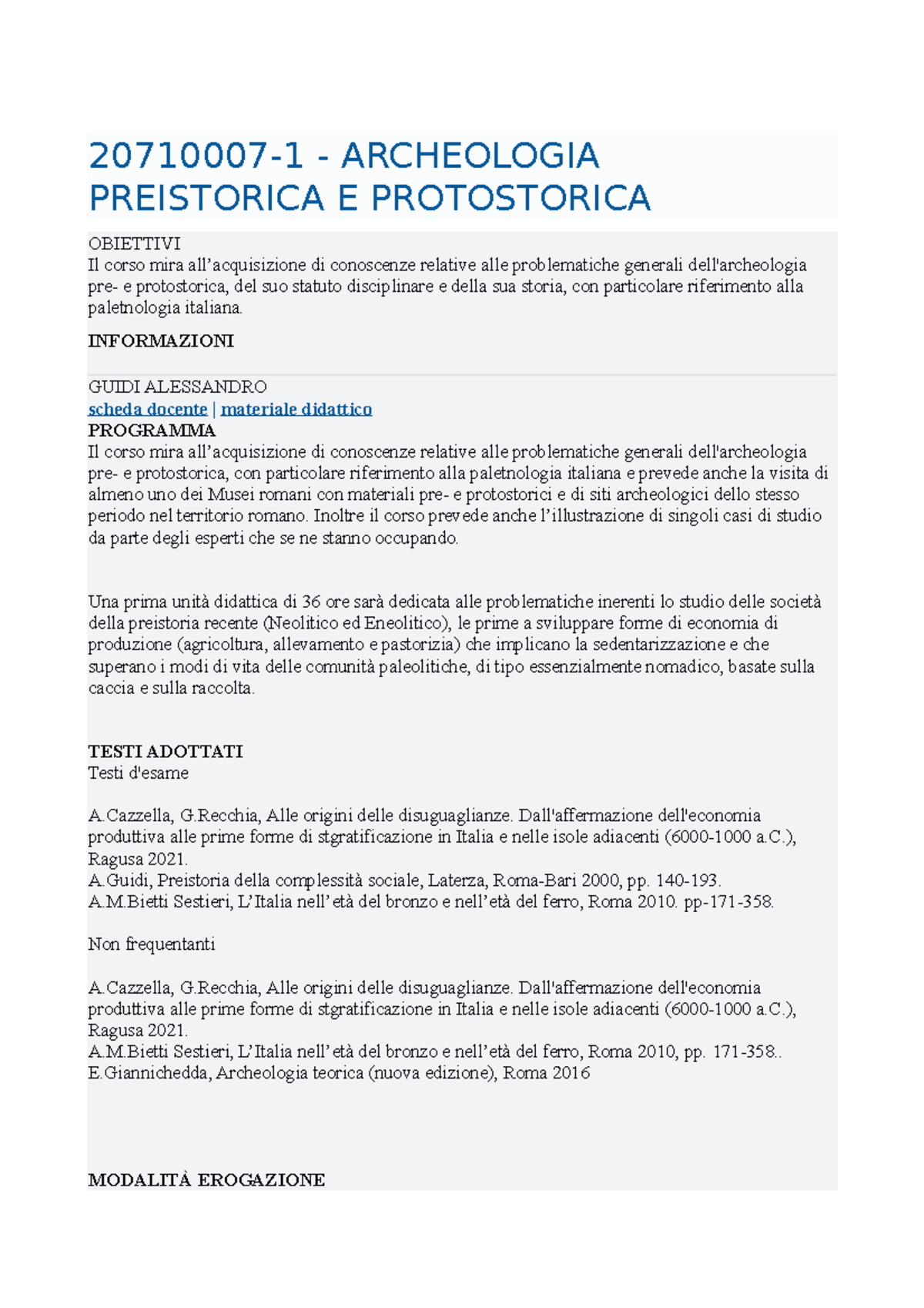 Archeologia Preistorica E Protostorica - 20710007-1 - ARCHEOLOGIA ...