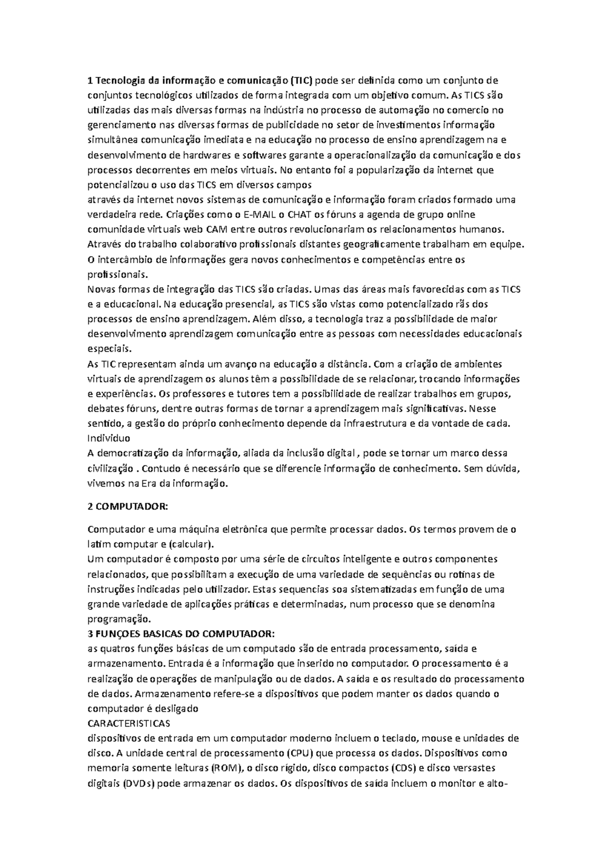 1- Tecnologia DA Informsaçao E Comunicaçao - 1 Tecnologia da informação ...