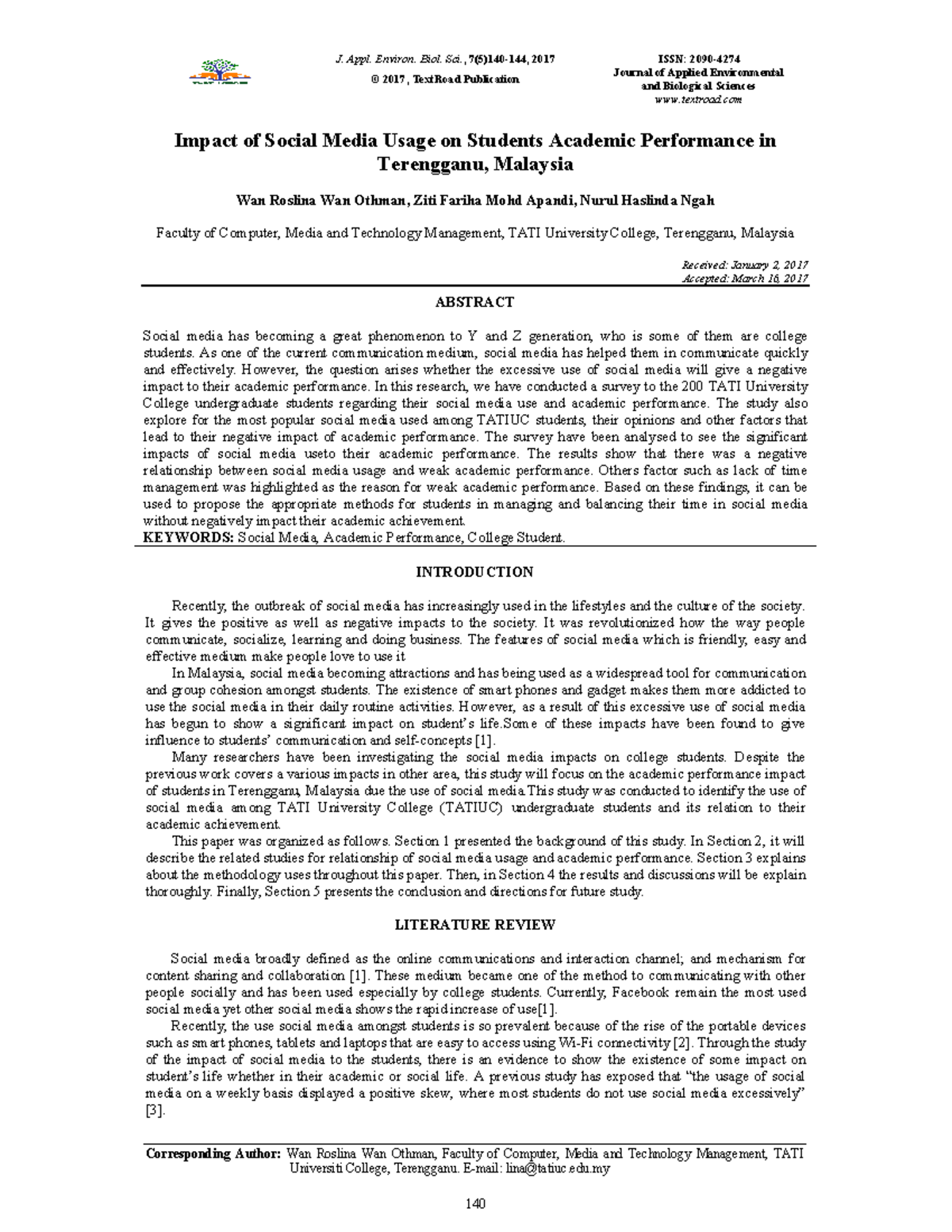 J.Appl.Environ.Biol - PR2 - J. Appl. Environ. Biol. Sci., 7(5)140-144 ...