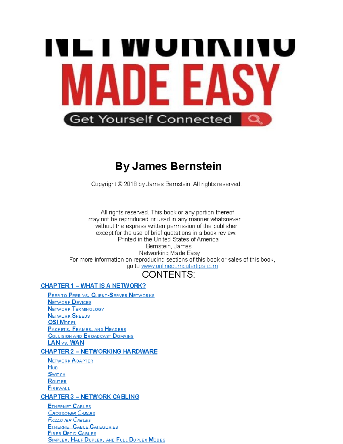 Networking Made Easy - Student notes - By James Bernstein Copyright ...