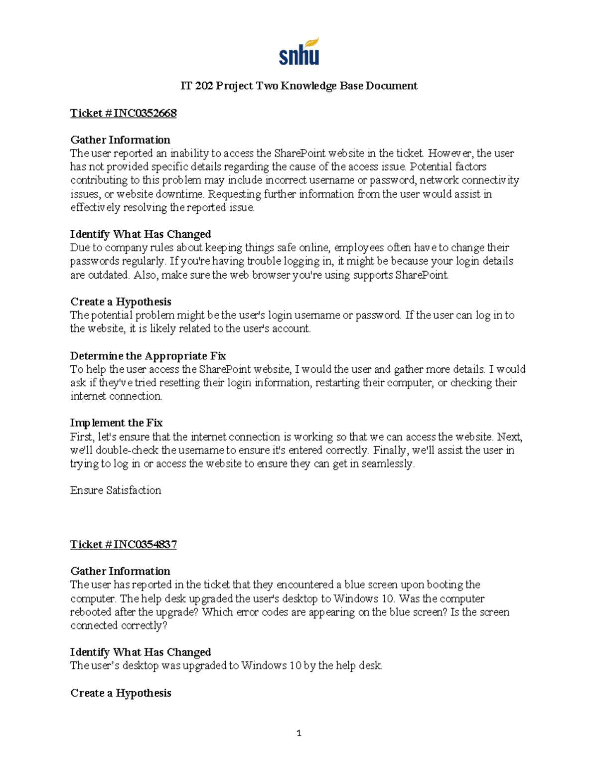 IT 202 Project Two Nate Chea - IT 202 Project Two Knowledge Base ...