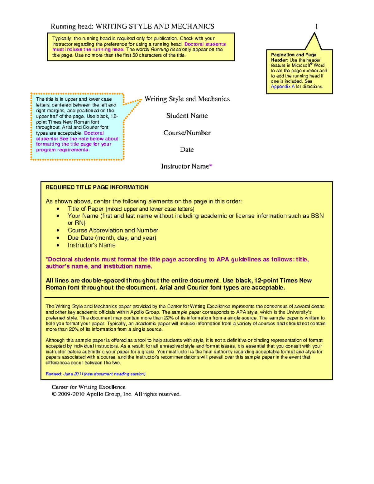 APA Sample - Running head: WRITING STYLE AND MECHANICS 1 Writing Style ...
