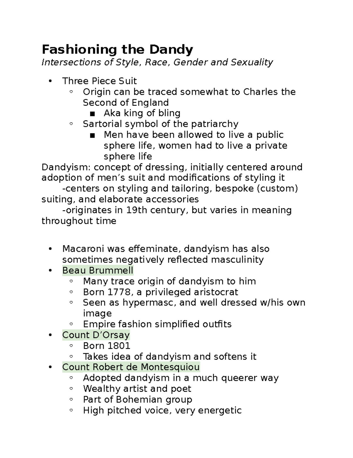 Fashioning the Dandy - Notes from week three of FMD/WGS 280, history of ...