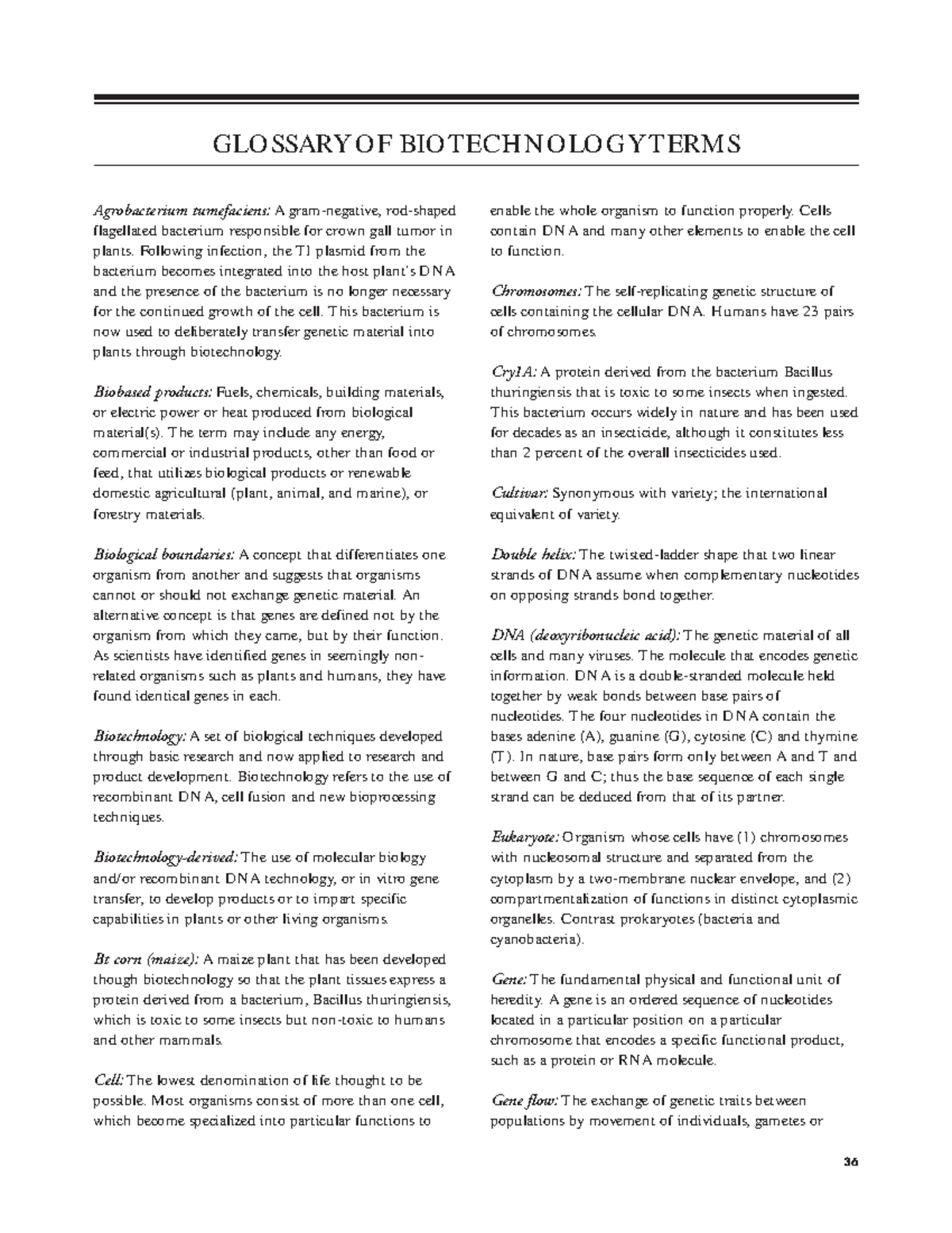 12. Glossary of Biotechnology Terms (Article) Author Columbia ...