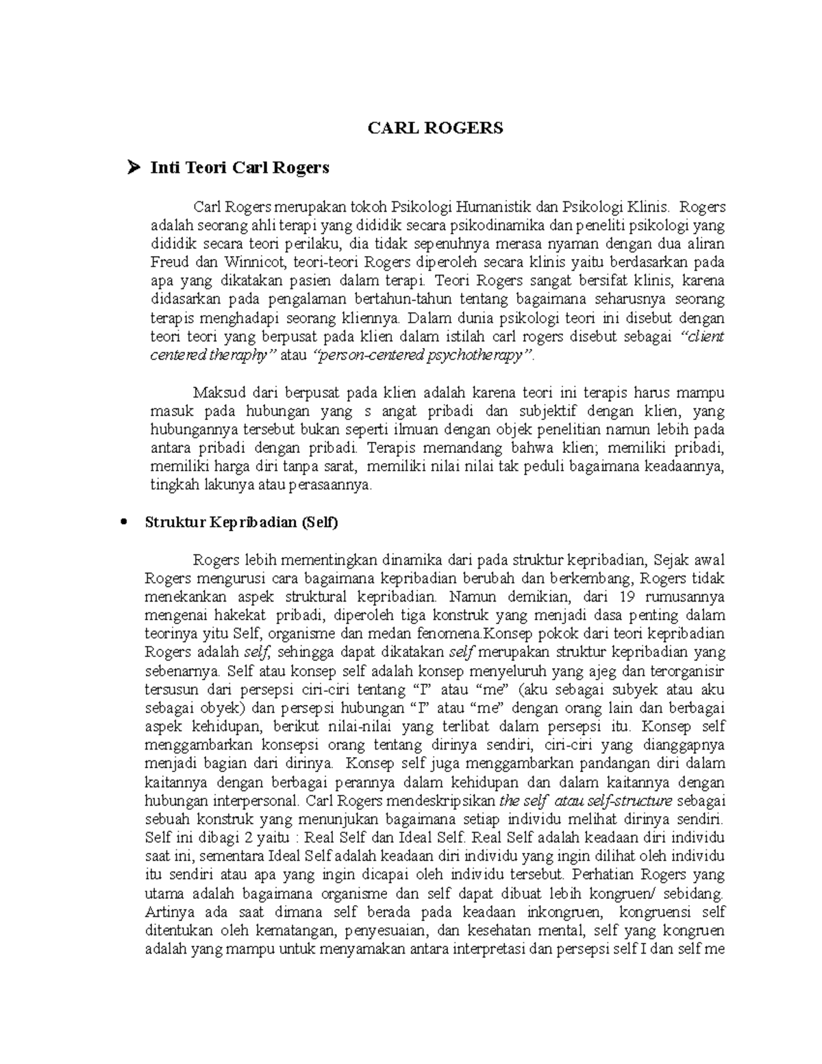 Psikologi Kepribadian (Teori Carl Rogers) - CARL ROGERS Inti Teori Carl ...