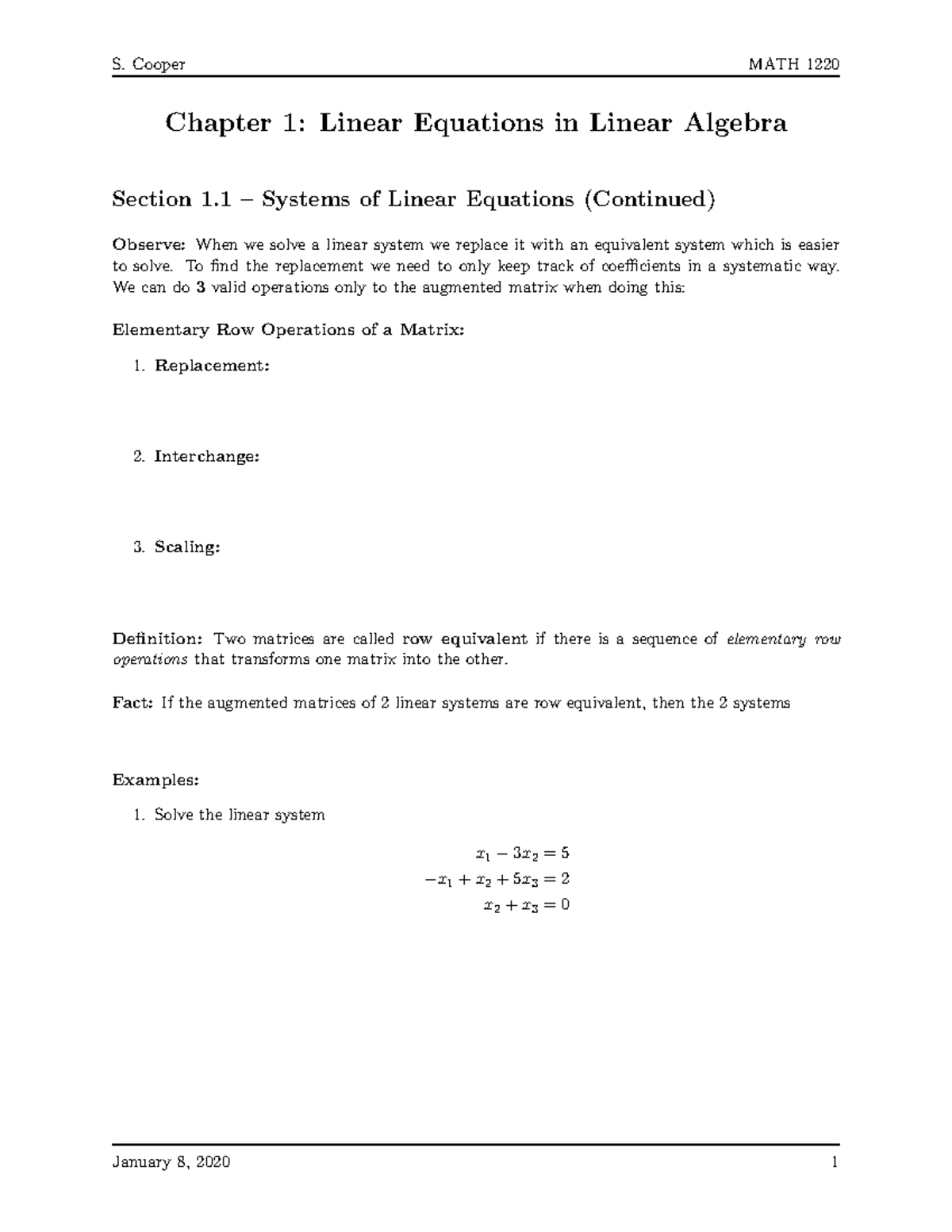 1 - Techniques Of Classical And Linear Algebra detailed notes - Chapter ...