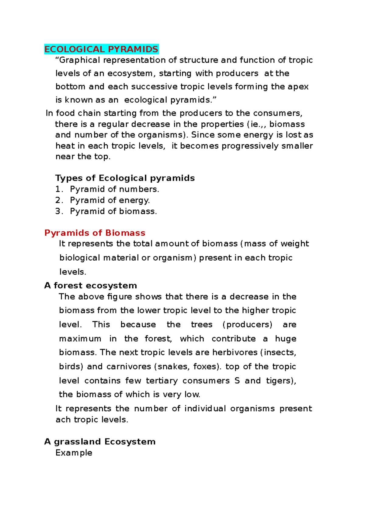 Ecological_Pyramids - ECOLOGICAL PYRAMIDS “Graphical representation of ...