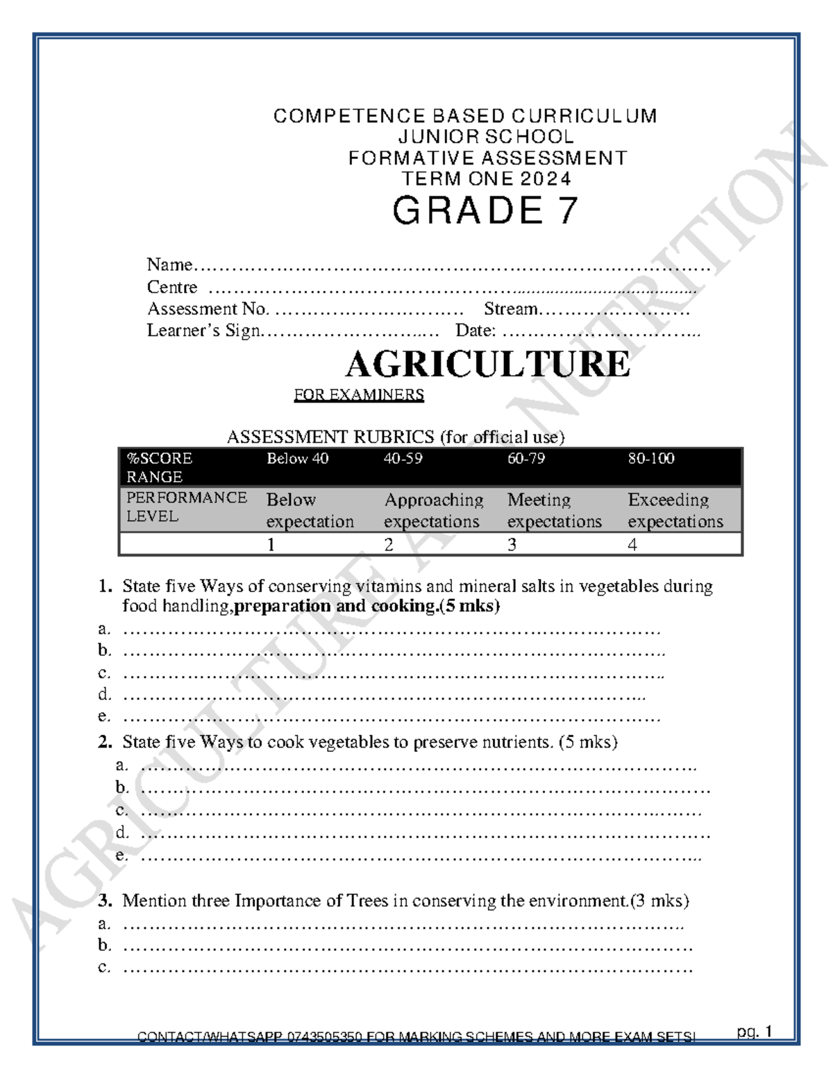Grade 7 Holiday Assignment - pg. 1 - Studocu