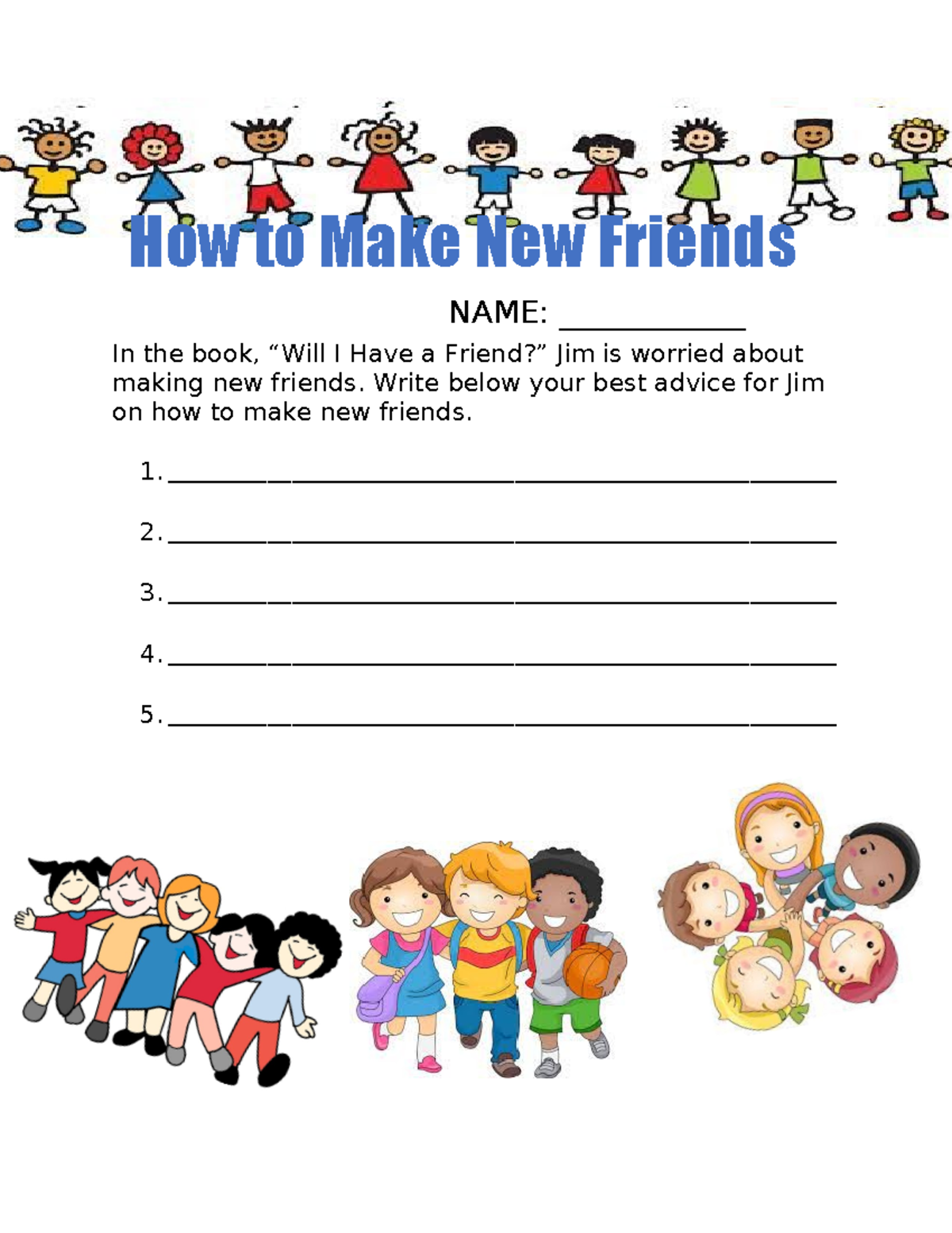 How to make friends - Lesson Plan dedicated for 1st grade level - NAME ...