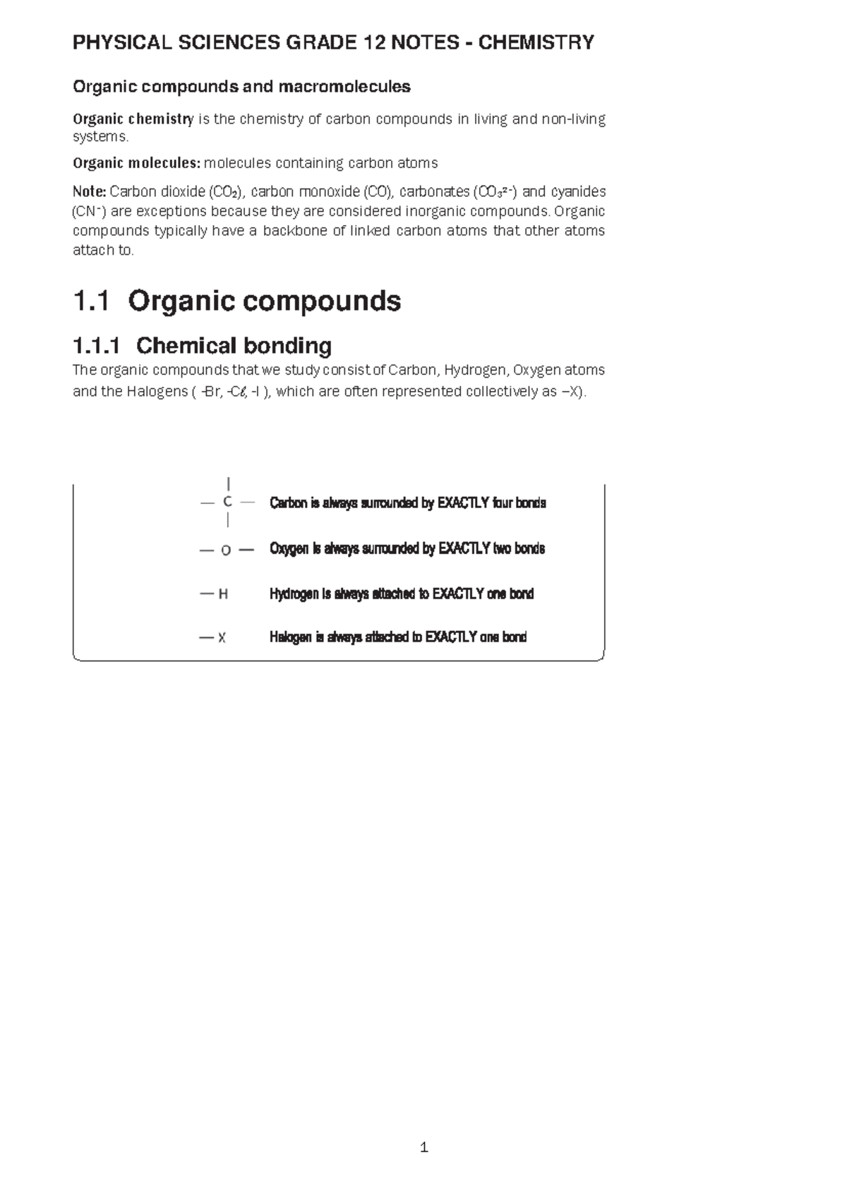 Physical Sciences Grade 12 Notes - Chemistry - Studocu