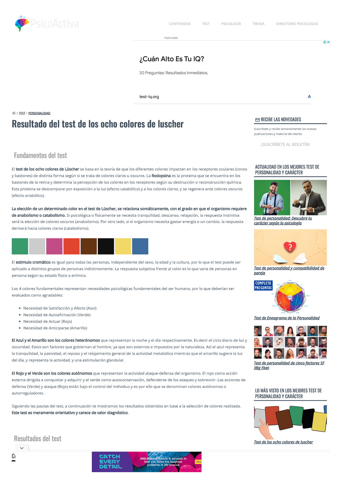 Test de los ocho colores de Luscher Resultados - Publicidad ...