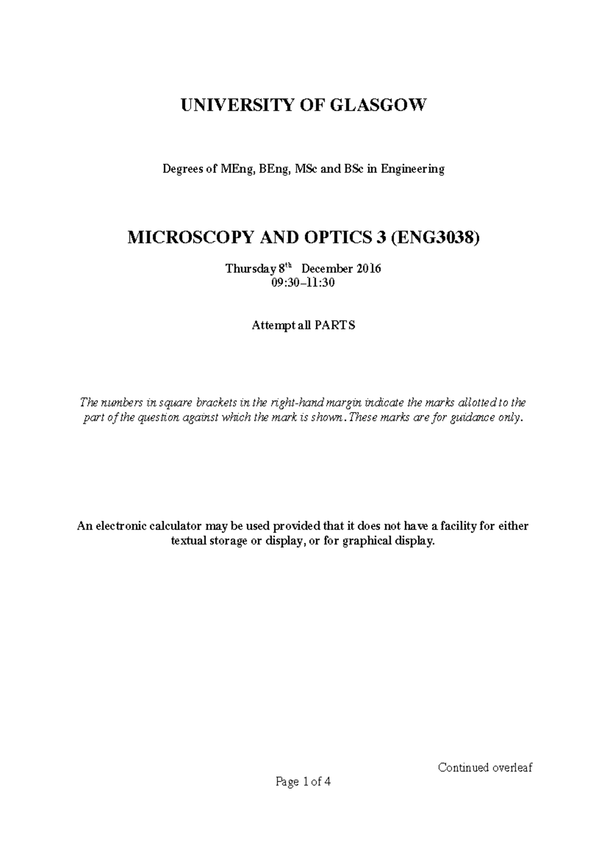 ENG3038 1 Microscopy and Optics 3 2016 12 - UNIVERSITY OF GLASGOW ...