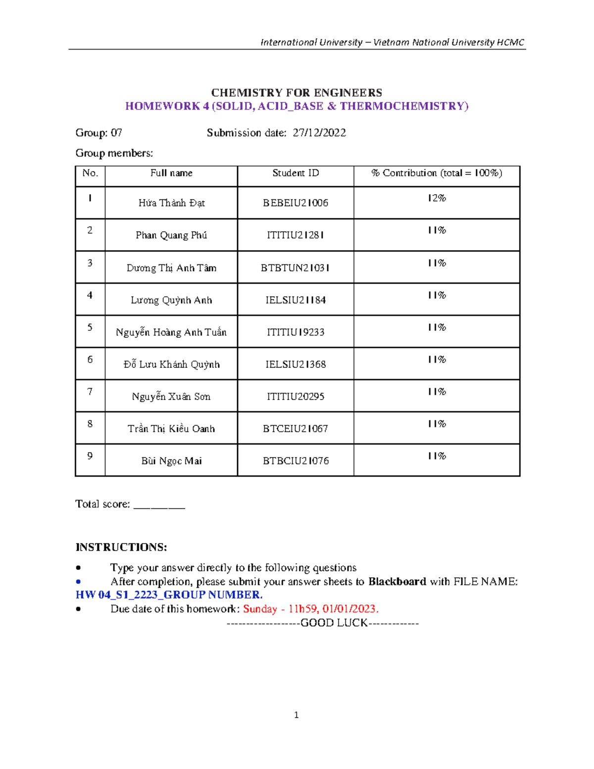 HW-04 S1 2223 group 7 - chem eng homework - CHEMISTRY FOR ENGINEERS ...