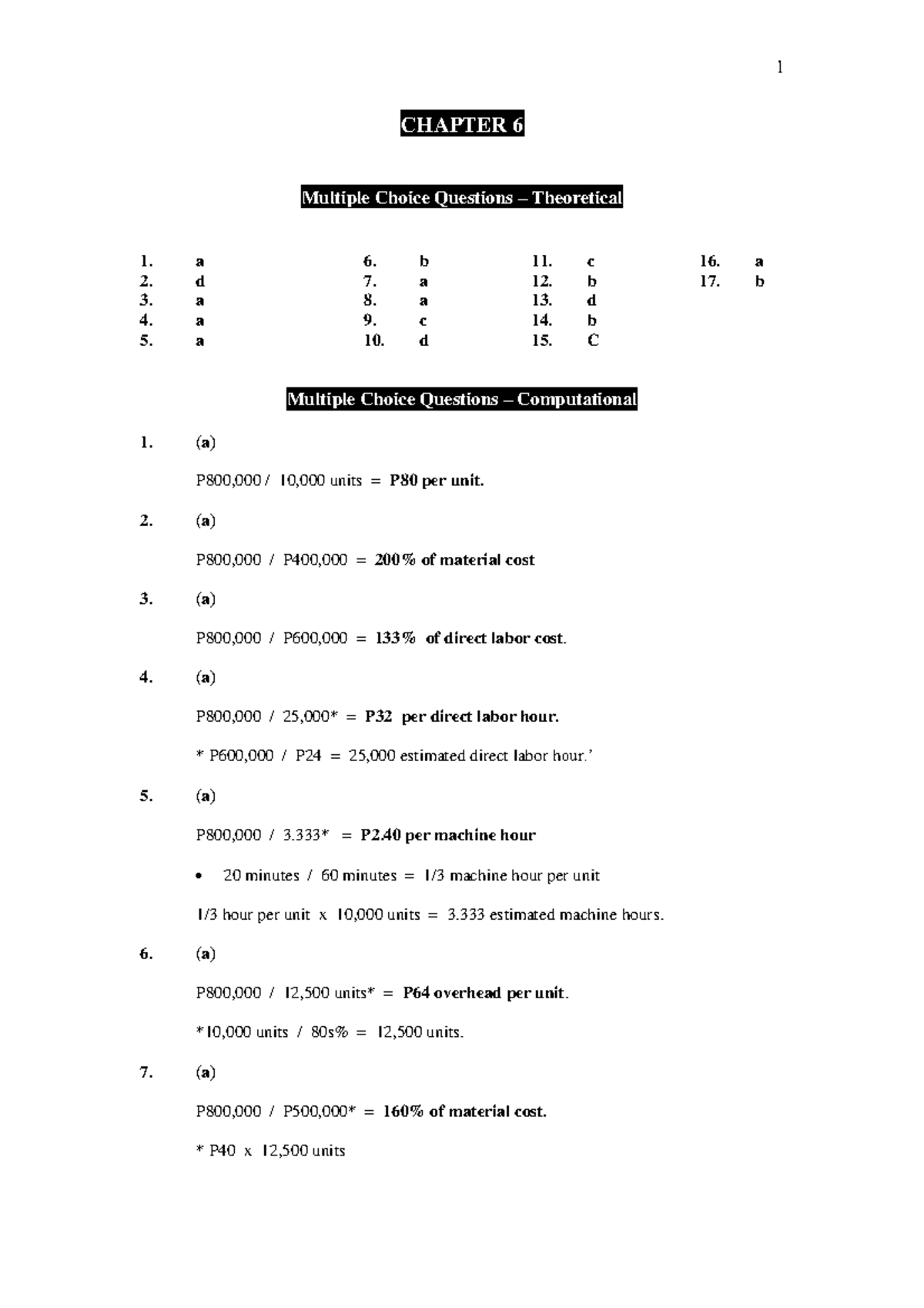 Chapter 6 - Lecture notes 1 - CHAPTER 6 Multiple Choice Questions ...