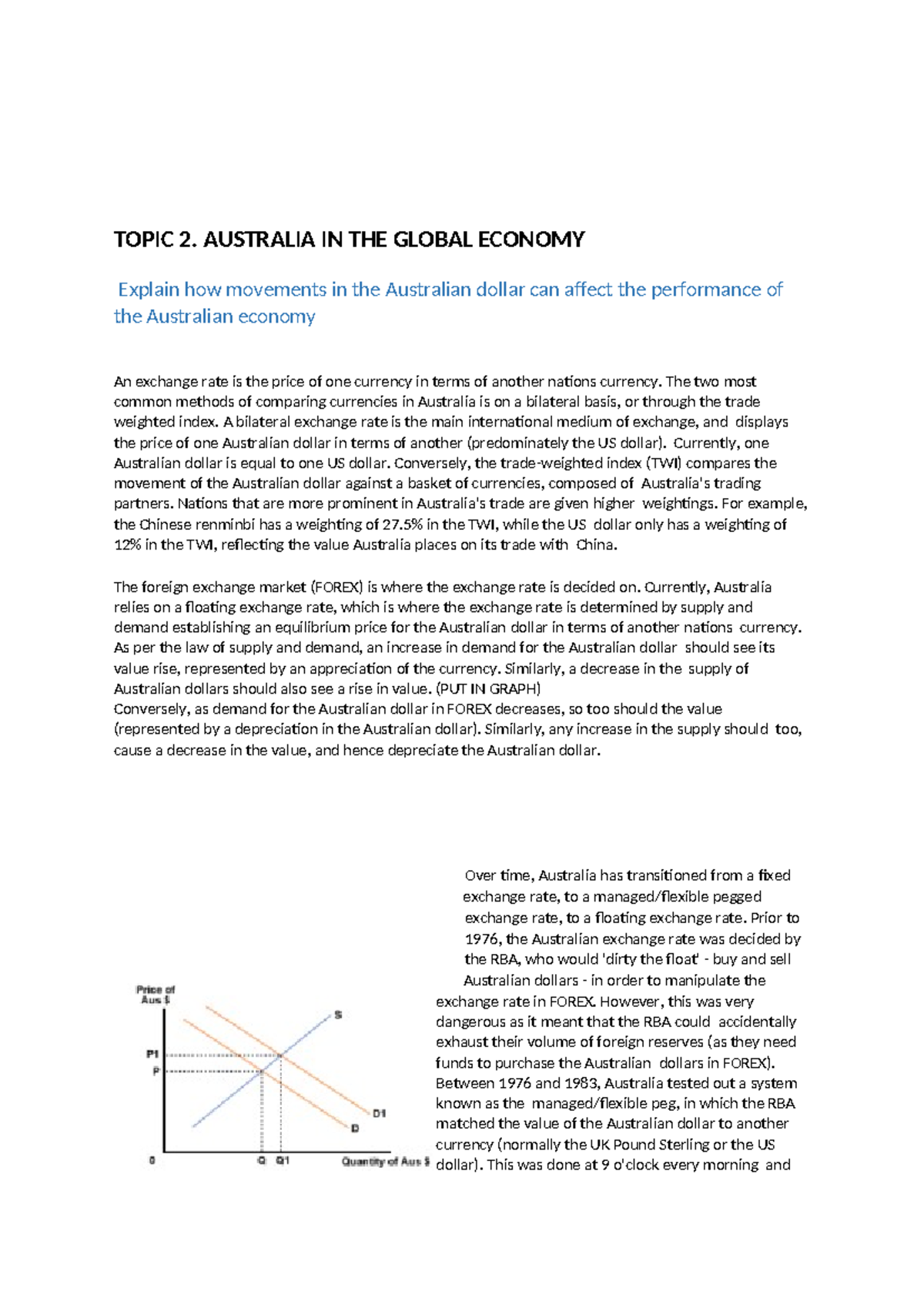 2018 Exchange Rate State Ranking Essay - TOPIC 2. AUSTRALIA IN THE ...