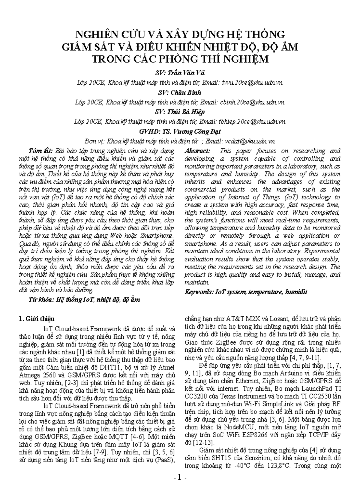 Kyyeu NCKH - klklk - NGHIÊN CỨU VÀ XÂY DỰNG HỆ THỐNG GIÁM SÁT VÀ ĐIỀU ...
