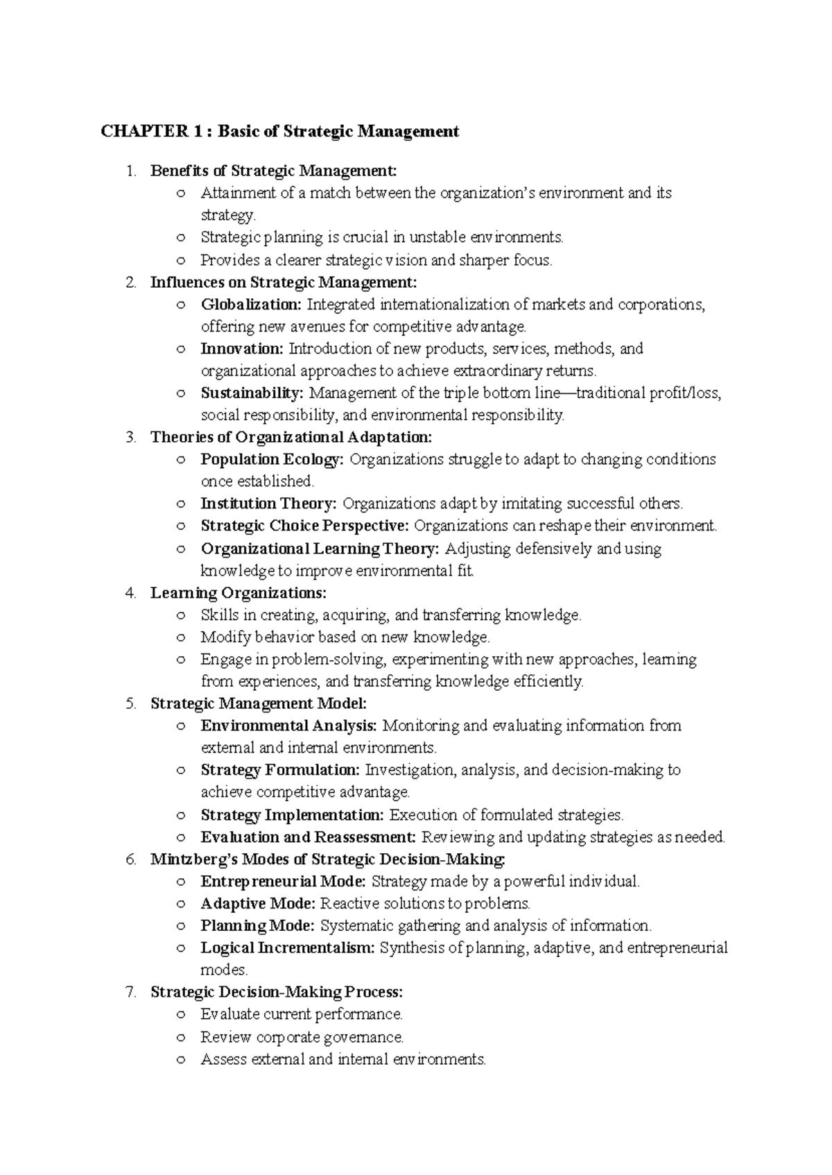 Chapter 1 Basic of Strategic Management - CHAPTER 1 : Basic of ...