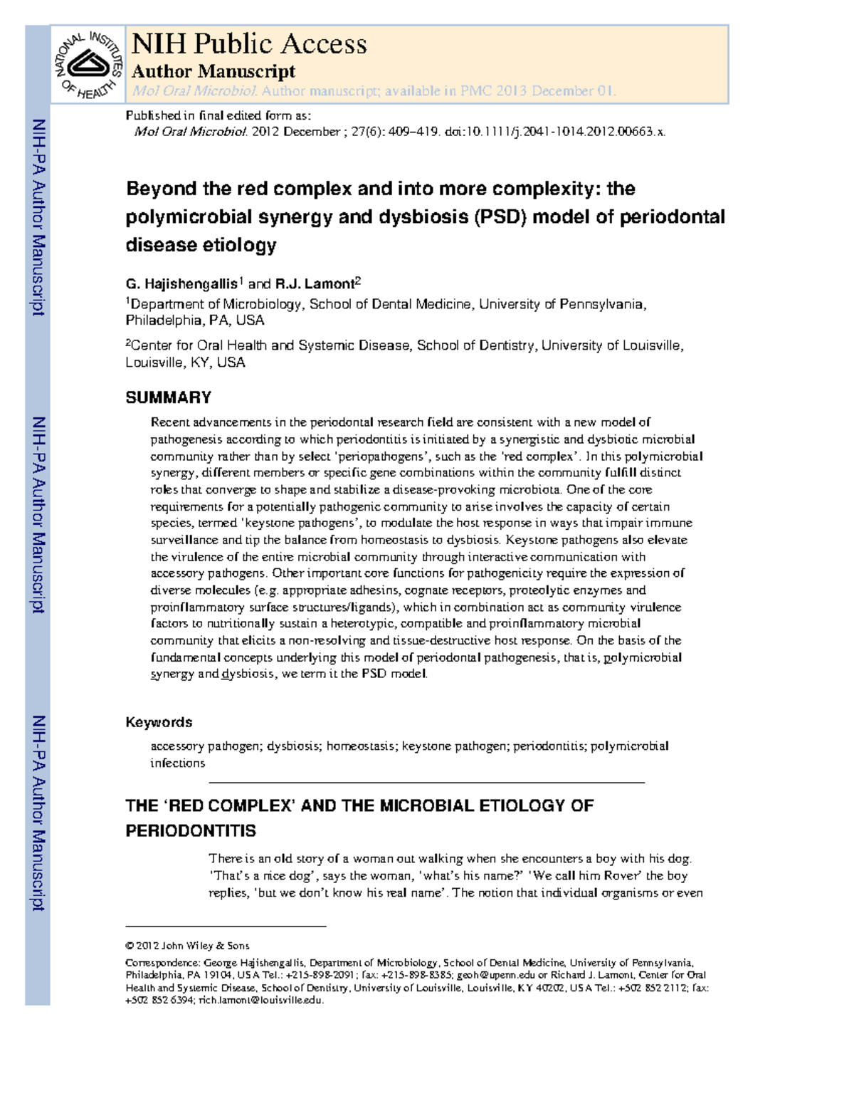 COMPLEXO MICROBIANO PERIODONTAL - Beyond the red complex and into more ...