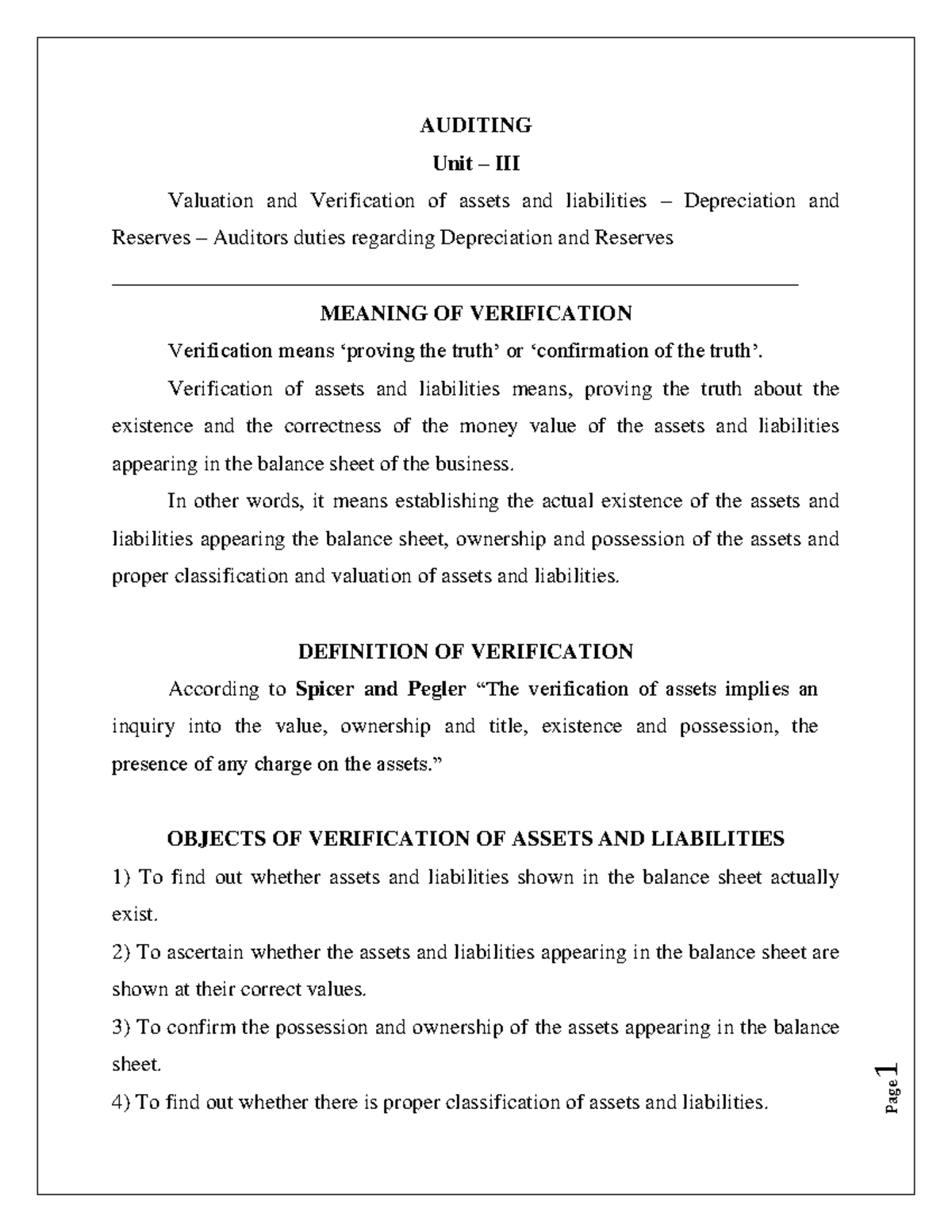61 16 Ccccm 10 202012 1610021163 - 1 AUDITING Unit – III Valuation and ...