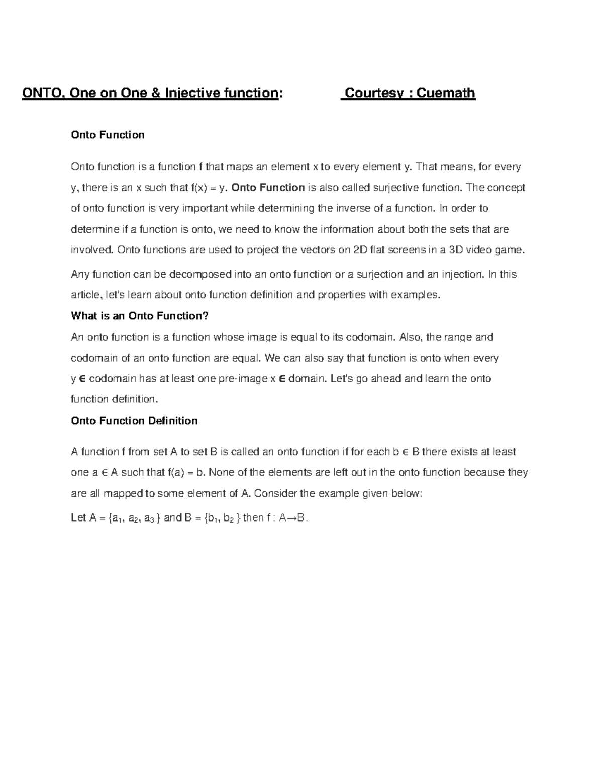 ONTO, One to One and Injective functions - ONTO, One on One & Injective ...