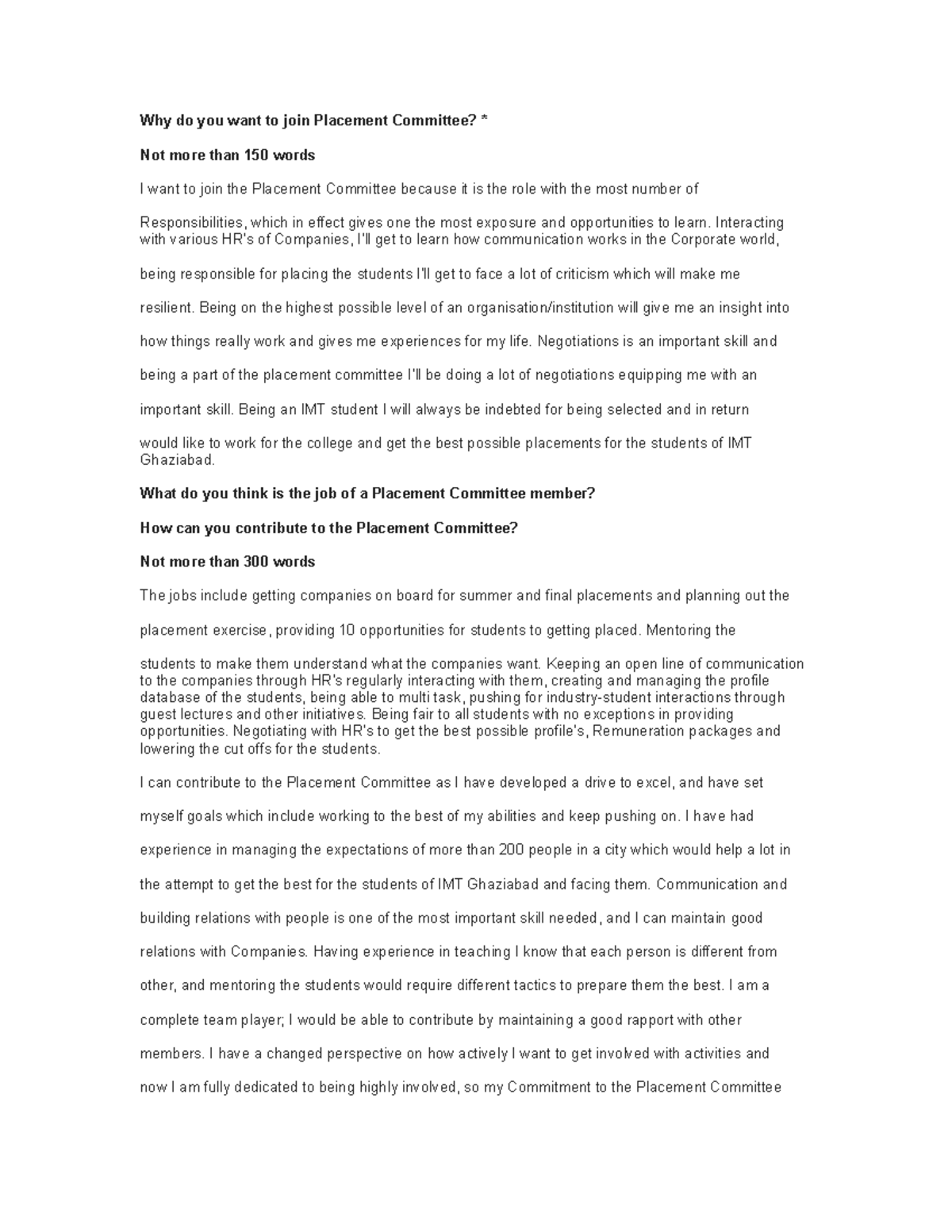 Why do you want to join Placement Commit - Interacting with various HR ...