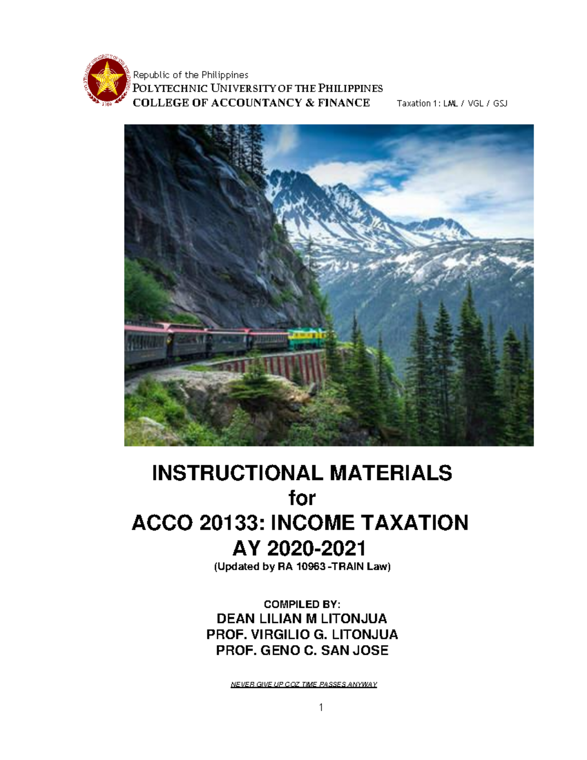 Instructional Materials FOR ACCO2013 3 Income Taxation March 2021 ...
