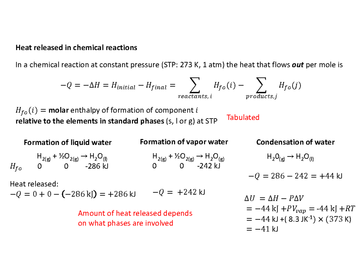 Heat released in chemical reactions - 𝐽 must be smooth function of Δ𝑇 ...